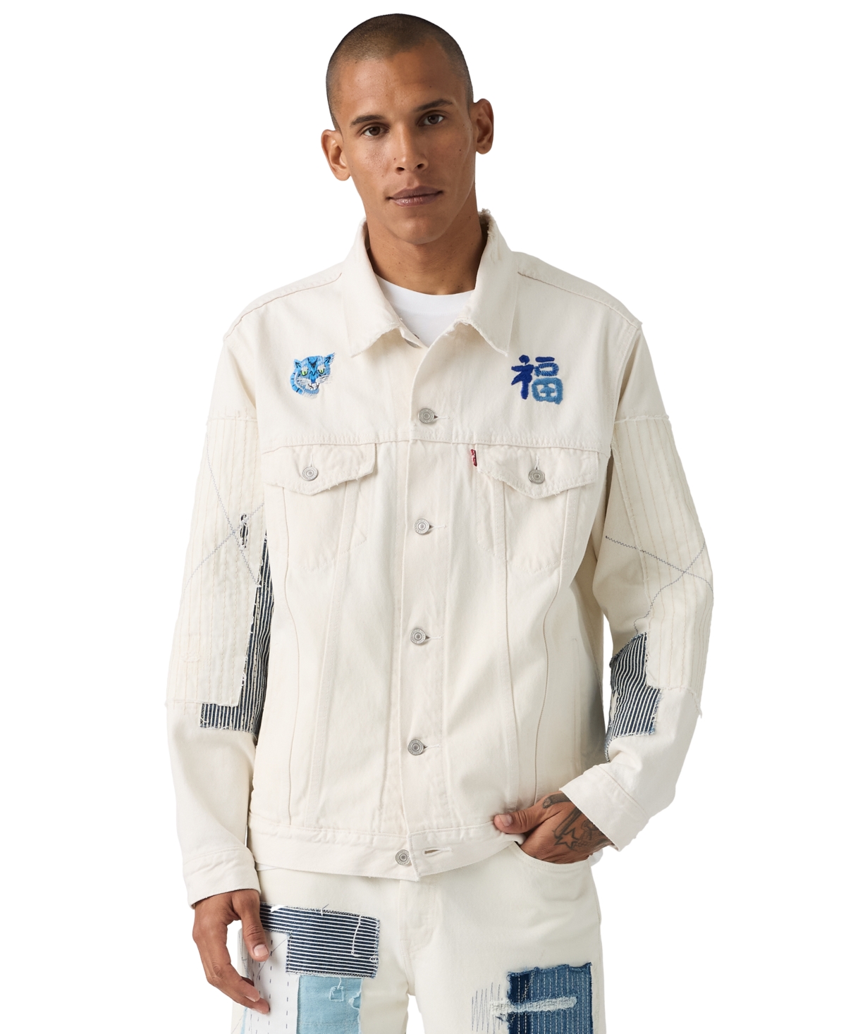 Click here for Levis Premium Mens Relaxed-Fit Trucker Jacket - Cr... prices