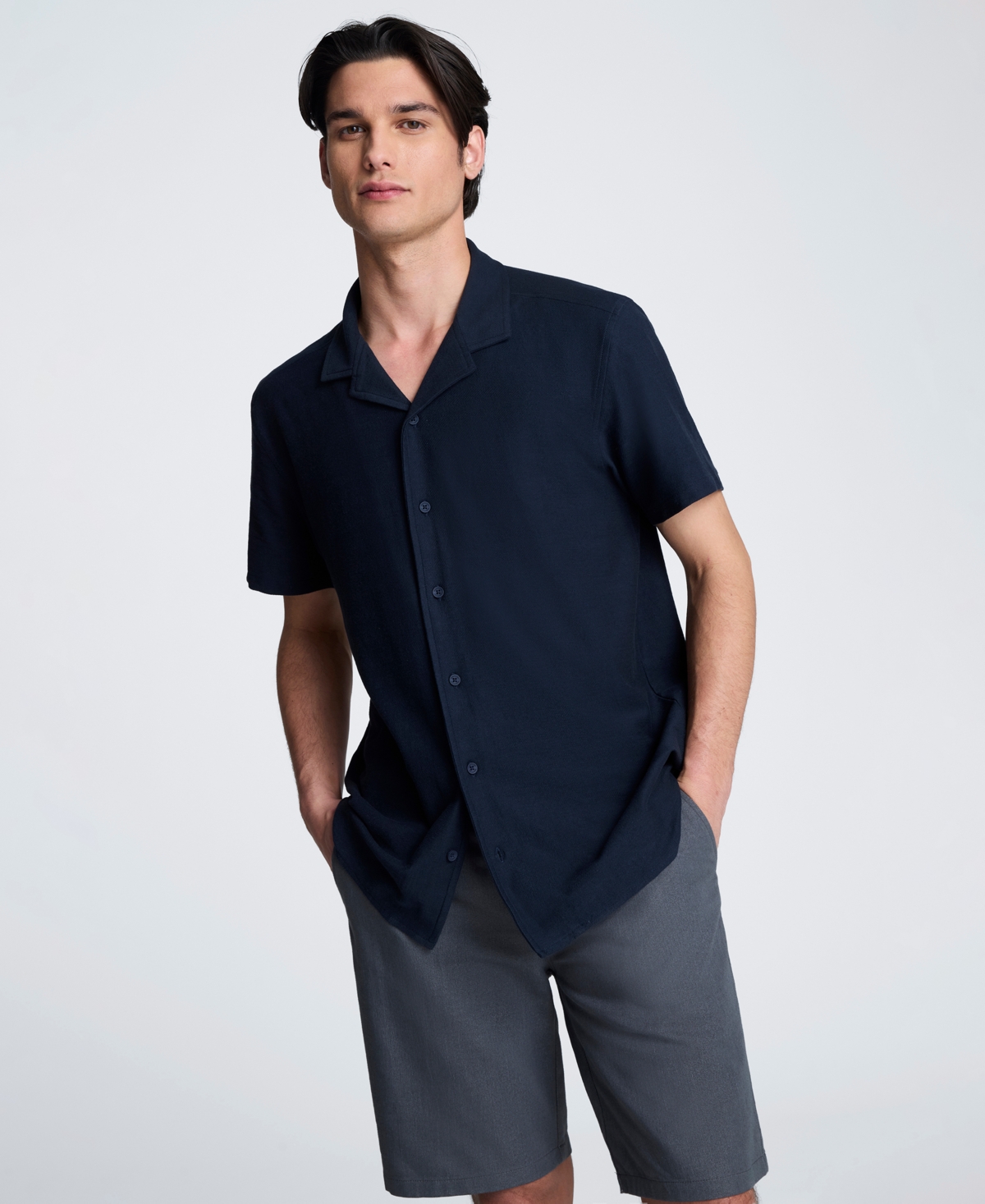 Click here for Kenneth Cole Mens Cotton Classic-Fit Shirt - Navy prices