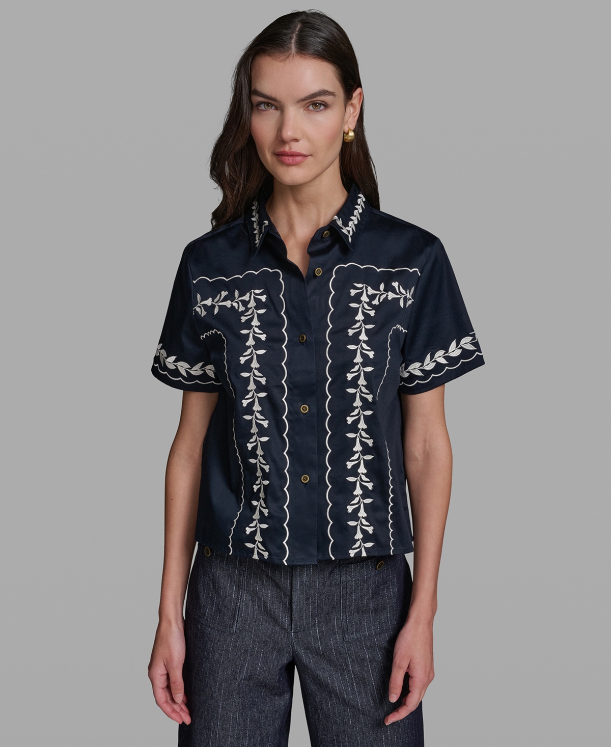 Click here for Karl Lagerfeld Paris Petite Floral Embroidered Sho... prices