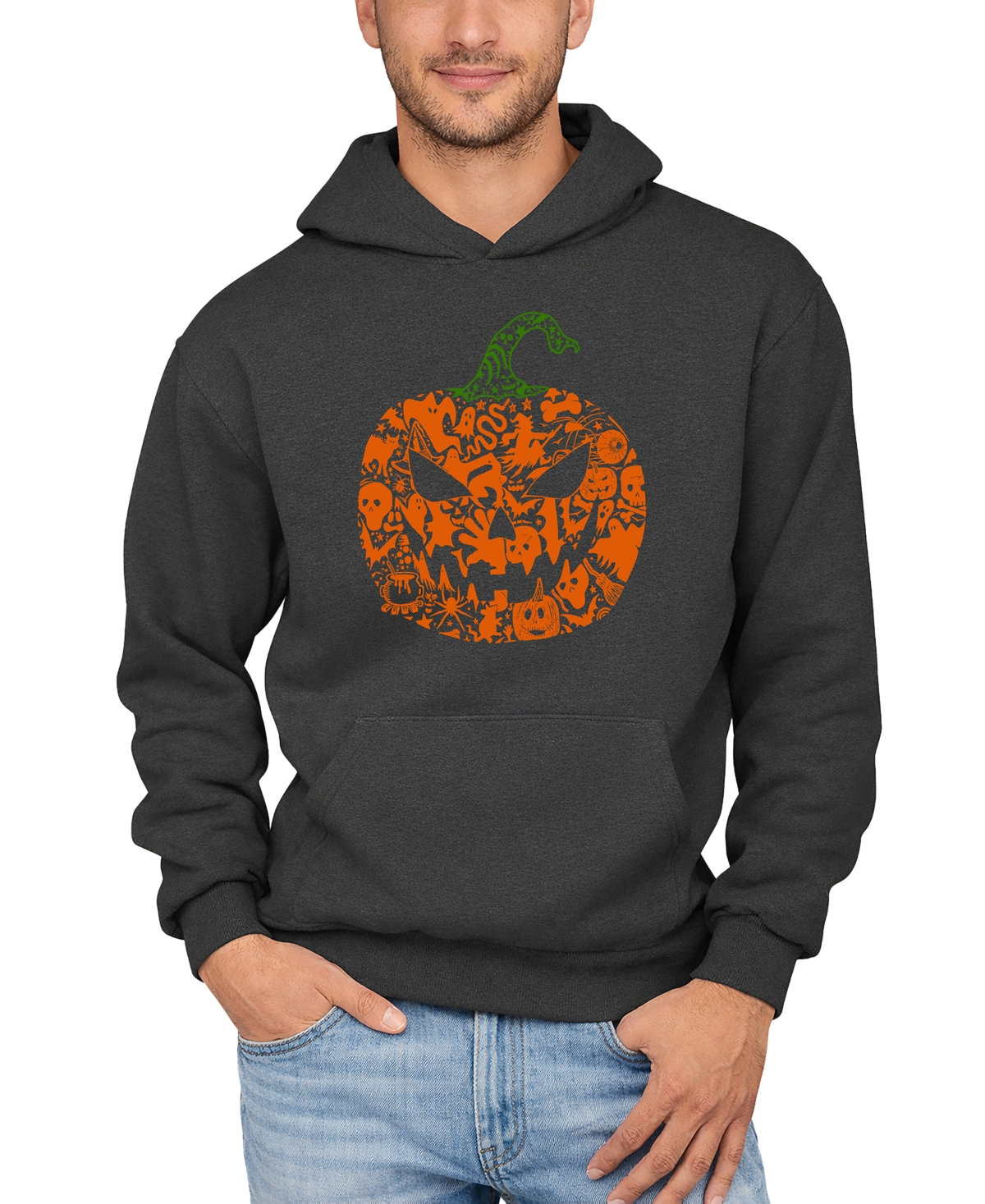 Click here for La Pop Art Mens Halloween Pumpkin Word Art Hooded... prices