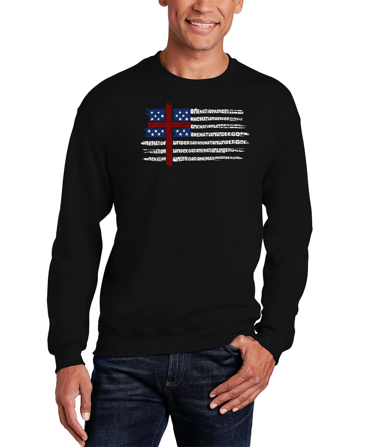 Click here for La Pop Art Mens One Nation Flag Word Art Crewneck... prices