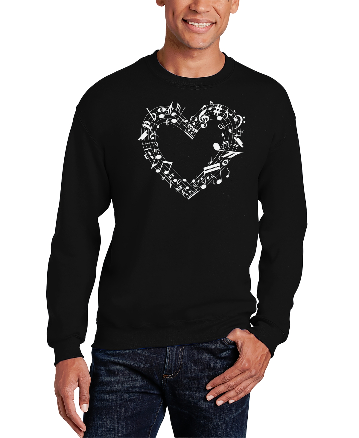 Click here for La Pop Art Mens Sheet Heart Word Art Crewneck Swea... prices