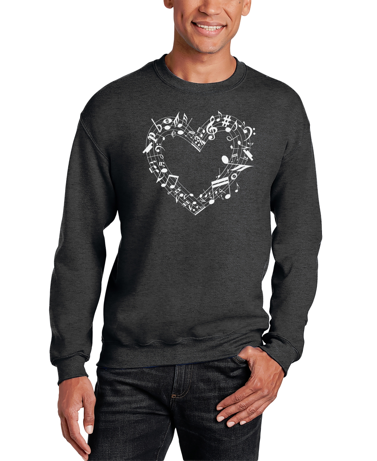 Click here for La Pop Art Mens Sheet Heart Word Art Crewneck Swea... prices