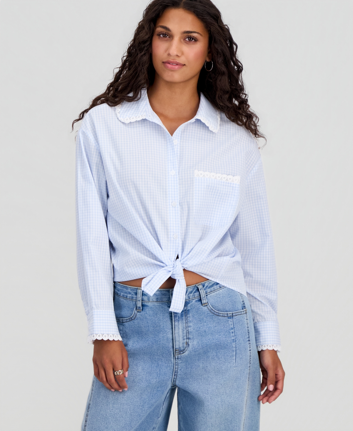 Click here for And Now This Petite Cotton Gingham Button-Front Sh... prices