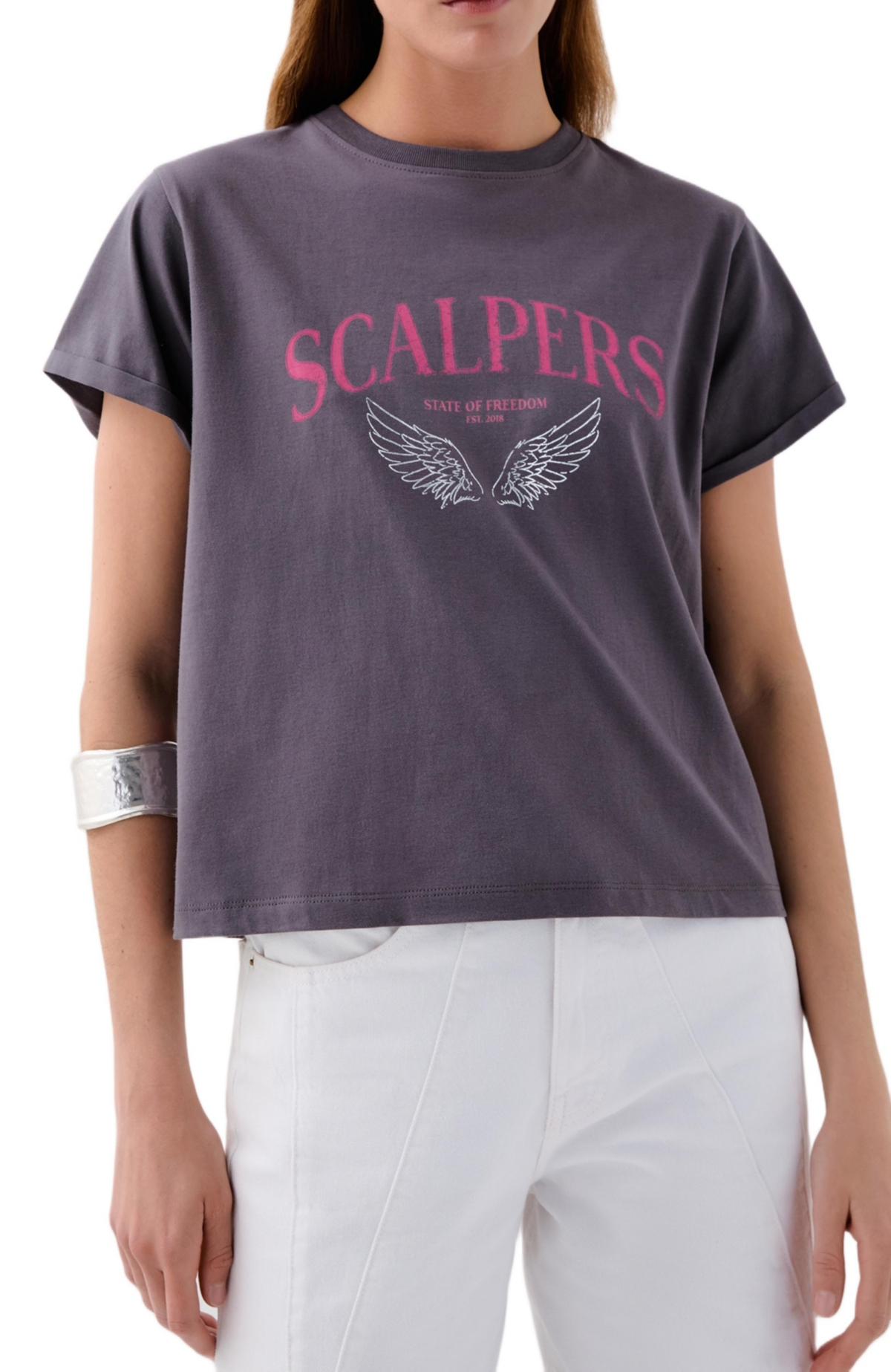 Click here for Scalpers Womens Scp Wings Tee - Grey prices