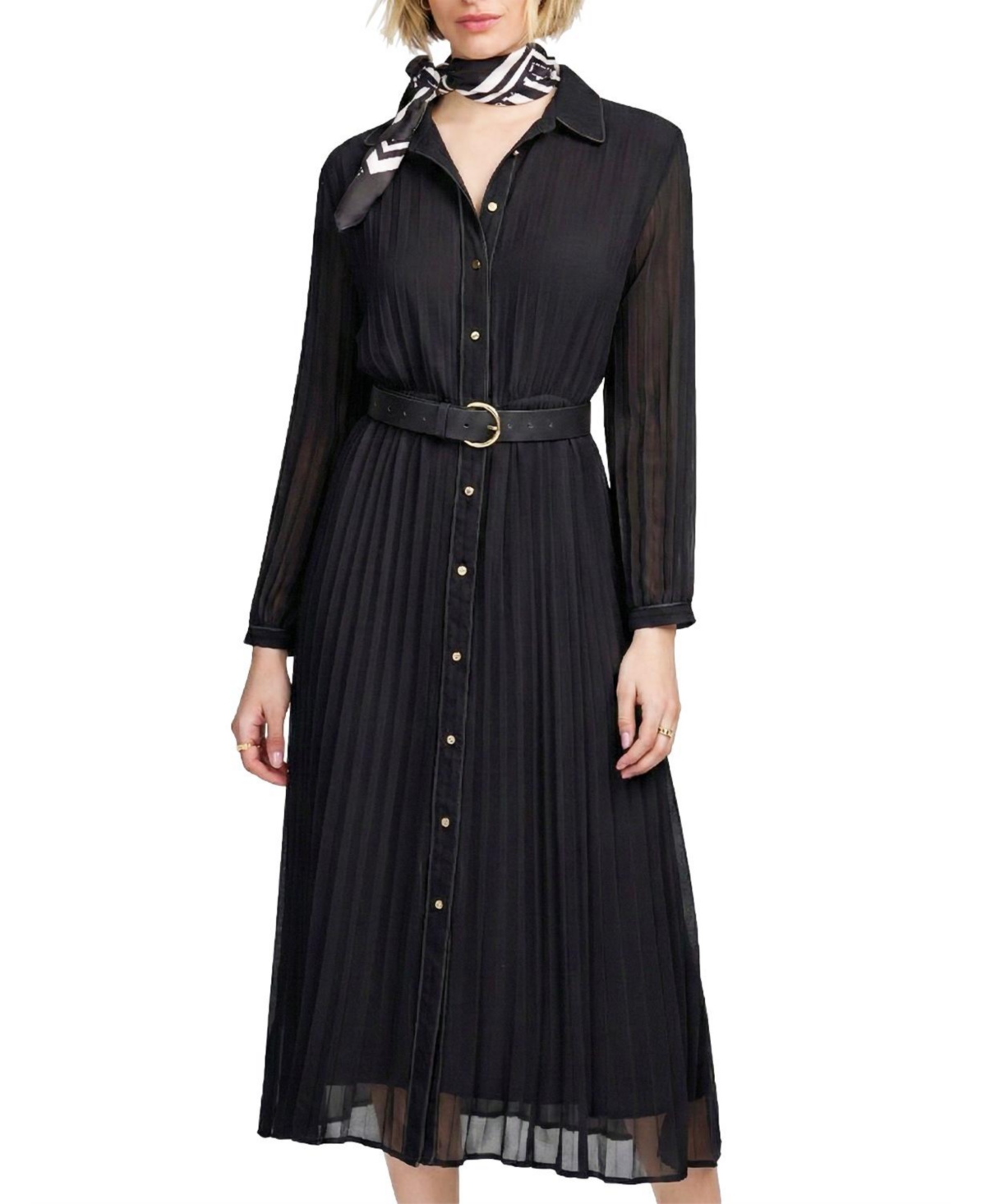 Click here for Elle Collection Womens Woven Pleated Dress - Black prices