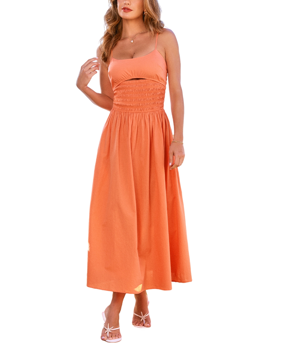 Click here for Cupshe Womens Smocked Front Cutout Beach Dress - B... prices