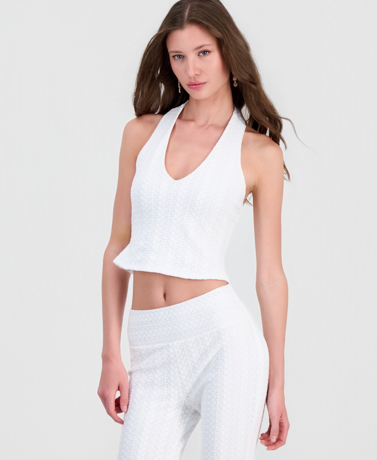 Click here for Guess Womens Joey Textured Halter Top - DOVE WHITE... prices