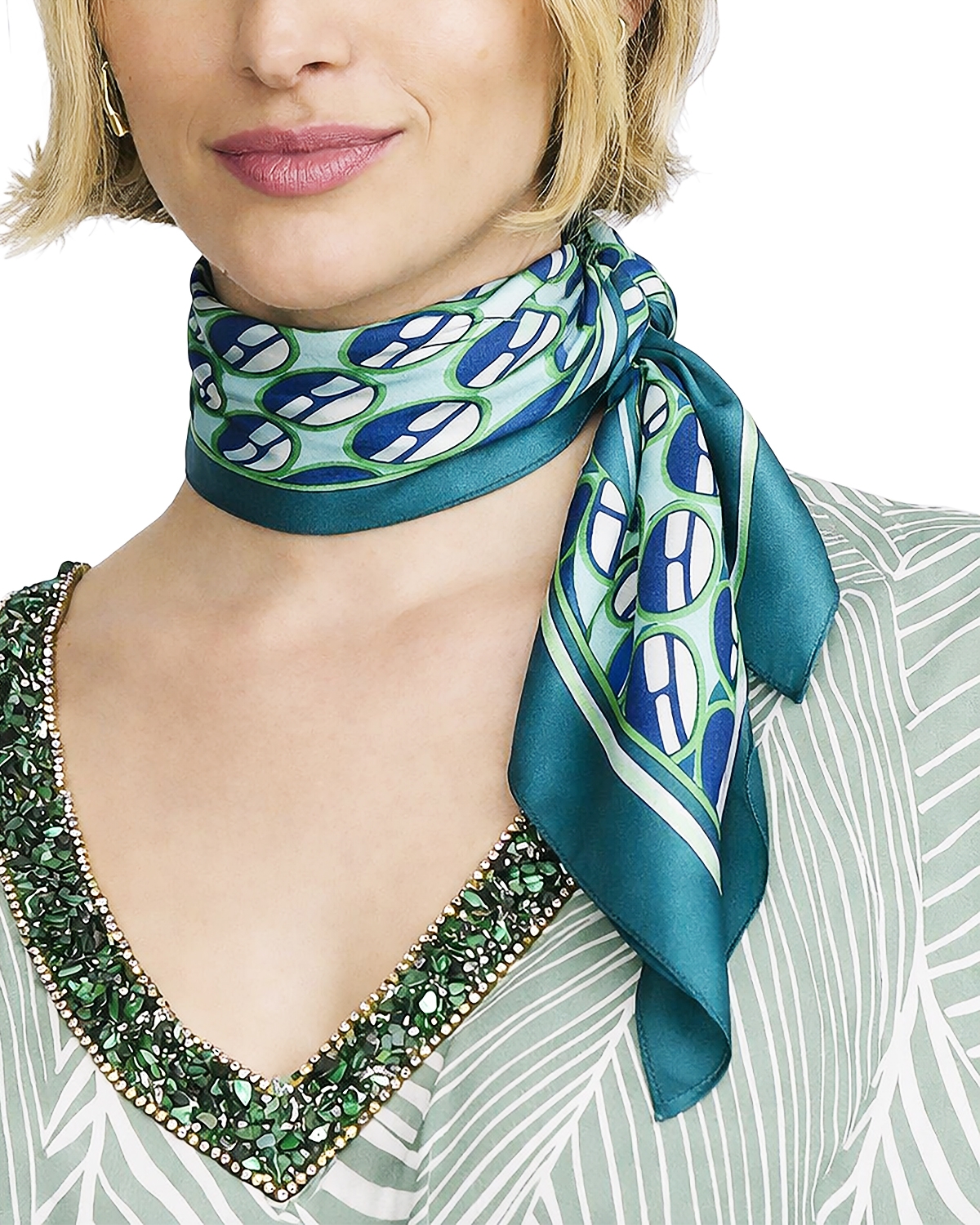 Click here for Elle Collection Womens Printed Satin Scarf - Teal... prices