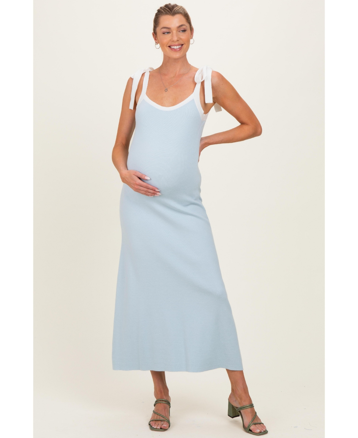 Click here for Pinkblush Maternity Light Blue Knit Contrast Shoul... prices