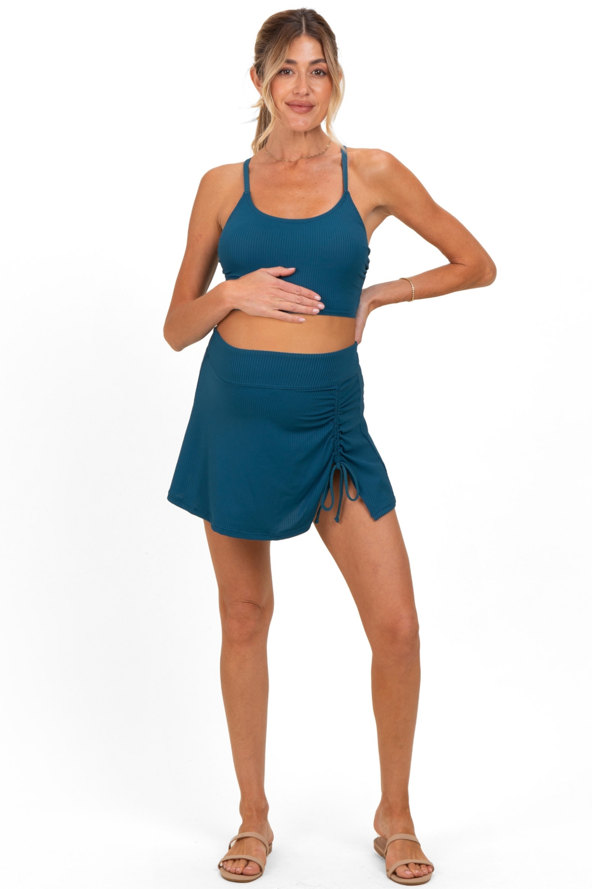 Click here for Pinkblush Maternity Burgundy Ribbed Crop Tank Swim... prices