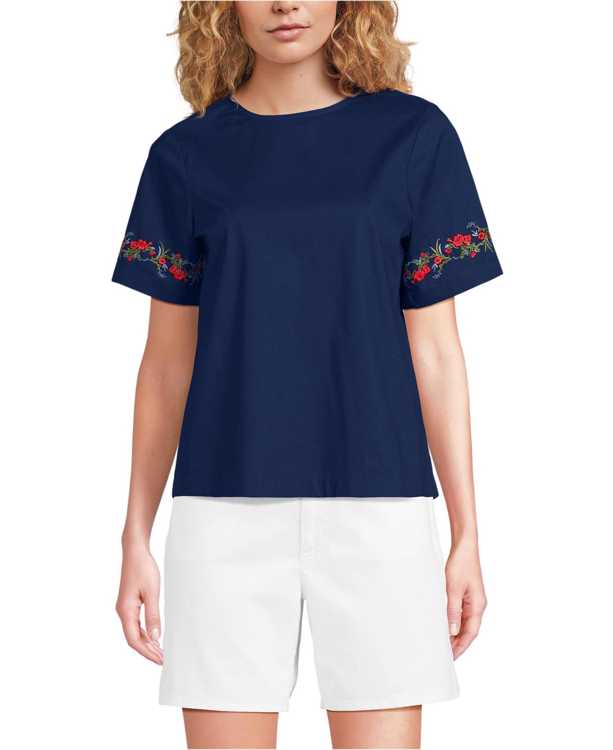 Click here for Lands End WomenS P - Cherry border/deep sea navy prices