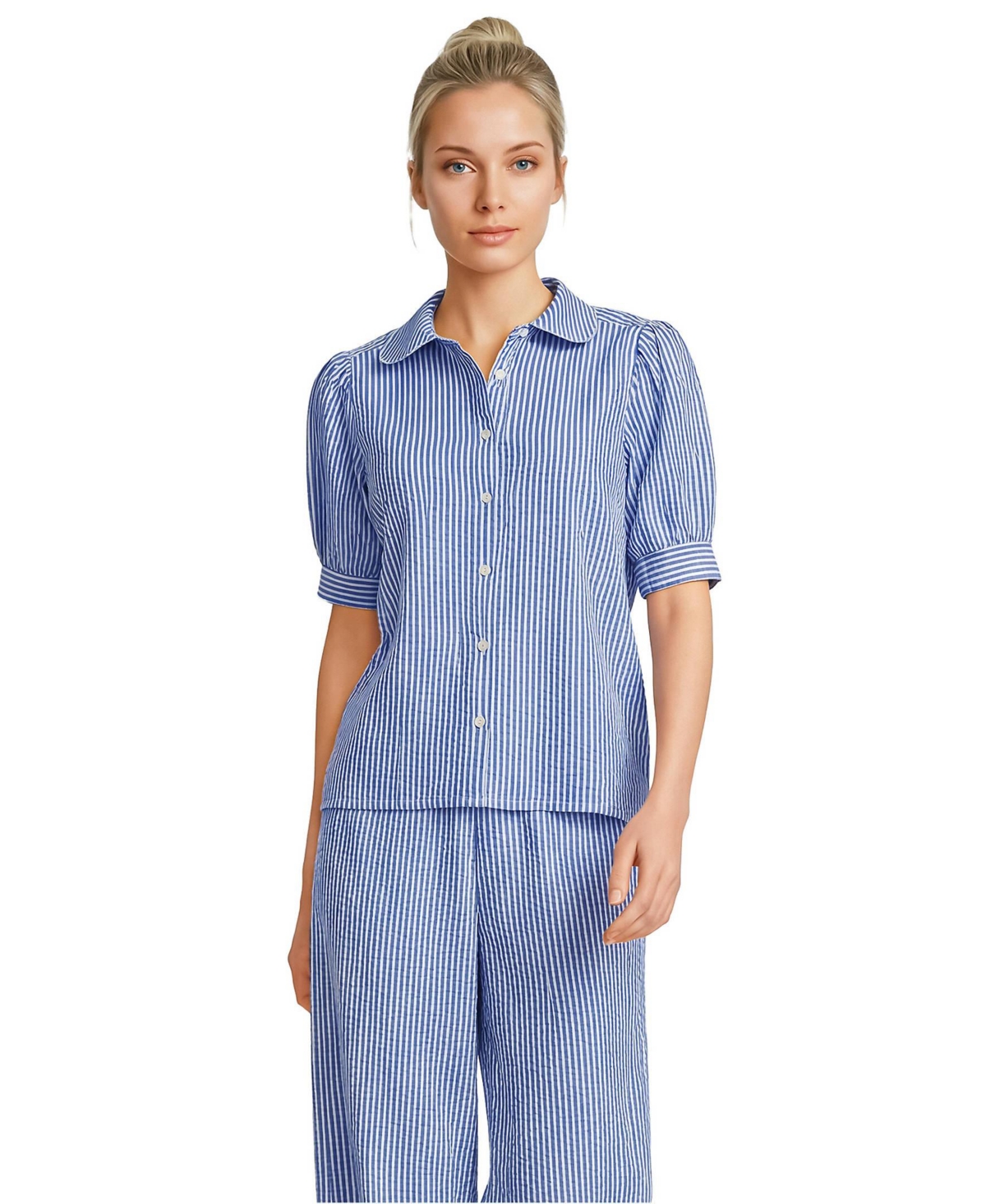 Click here for Lands End Womens Seersucker Peter Pan Collar Shirt... prices