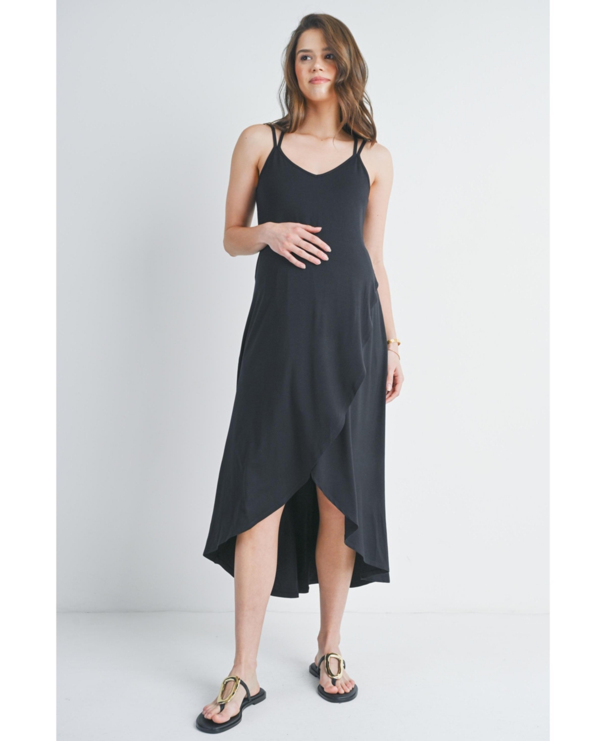 Click here for Hello Miz Maternity Sleeveless High-Low Midi Dress... prices