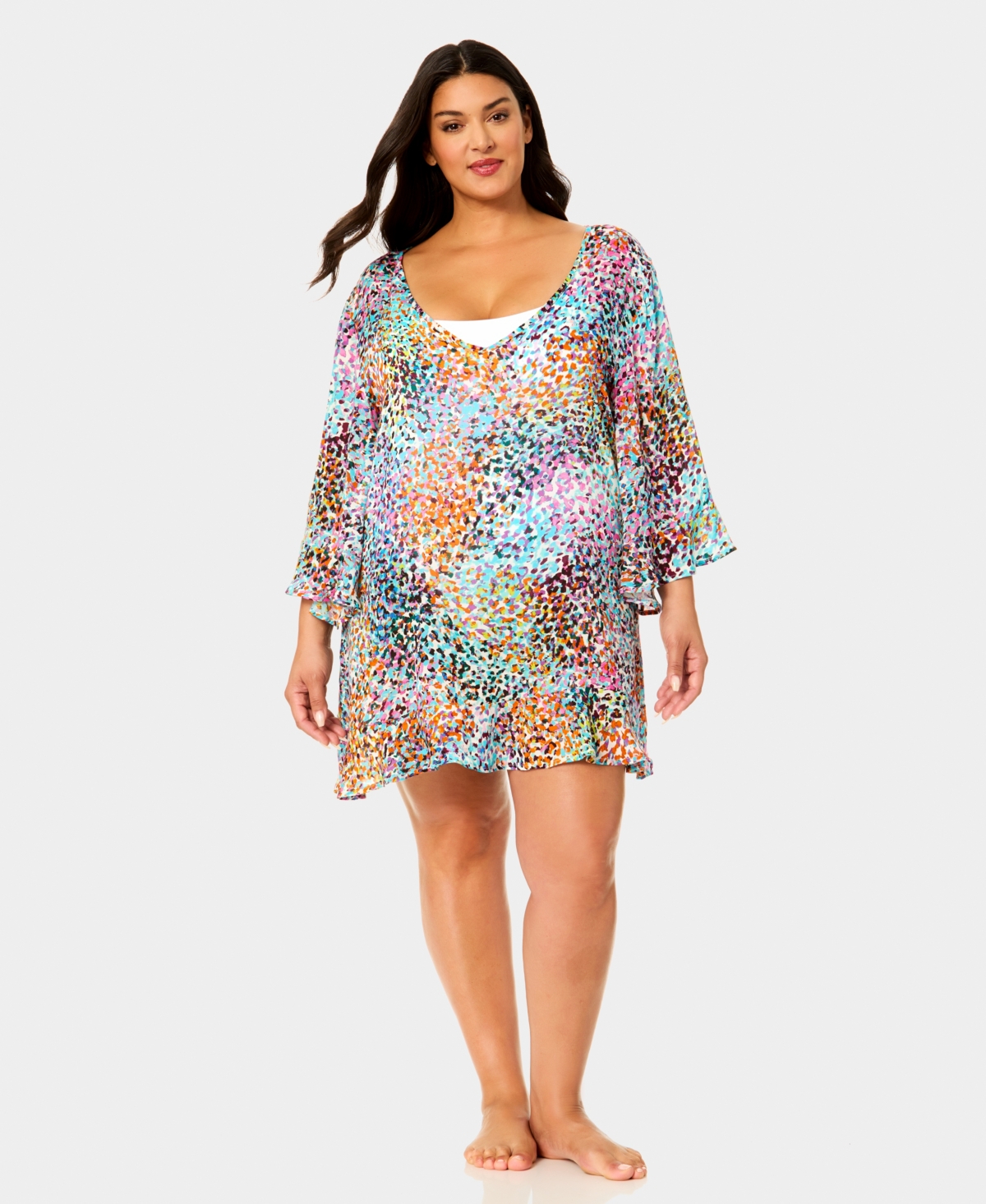 Click here for Anne Cole Plus Size V-Neck Flounce Swim Cover Up T... prices