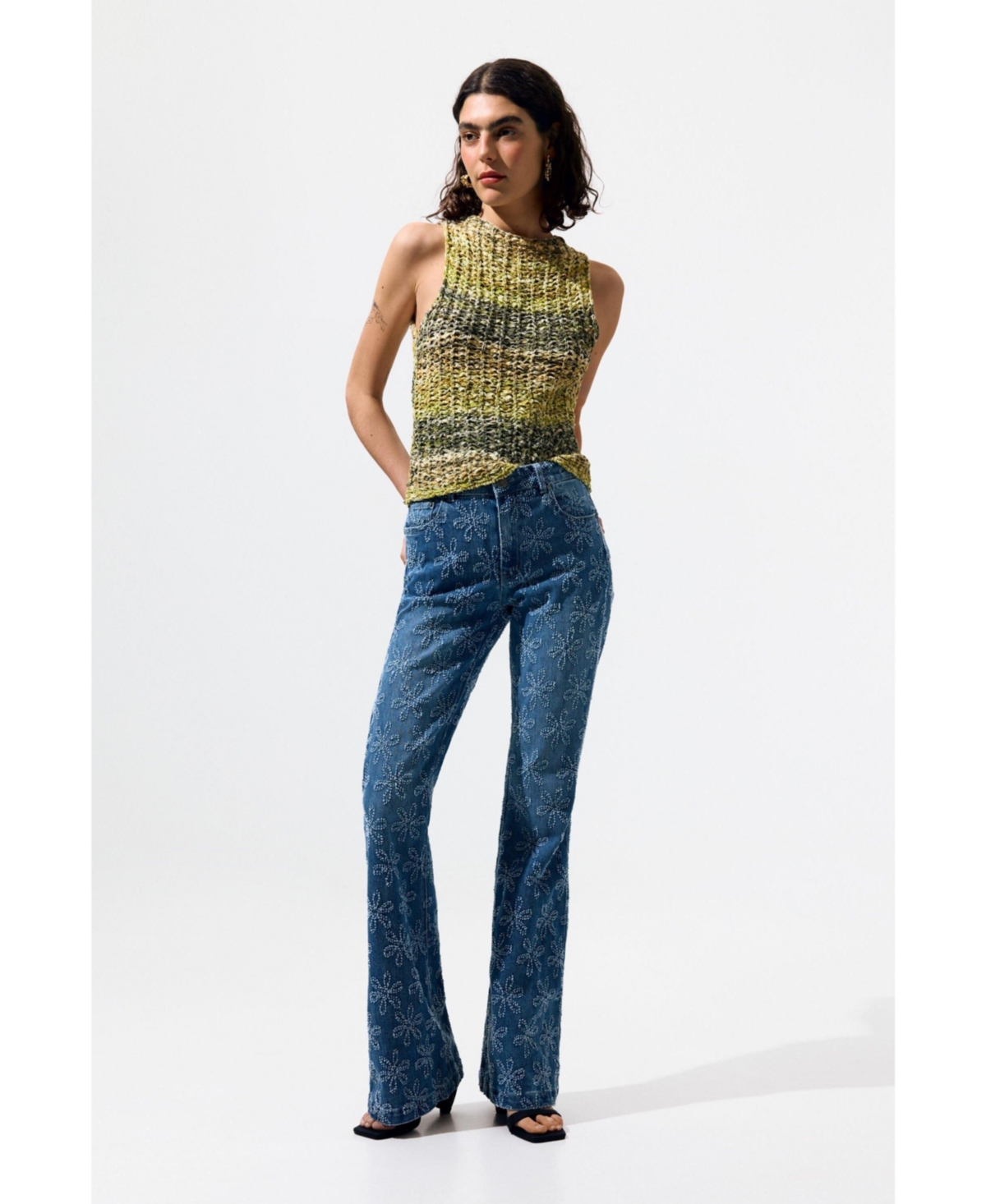 Click here for Desigual Womens Flared denim trousers - Medium blu... prices
