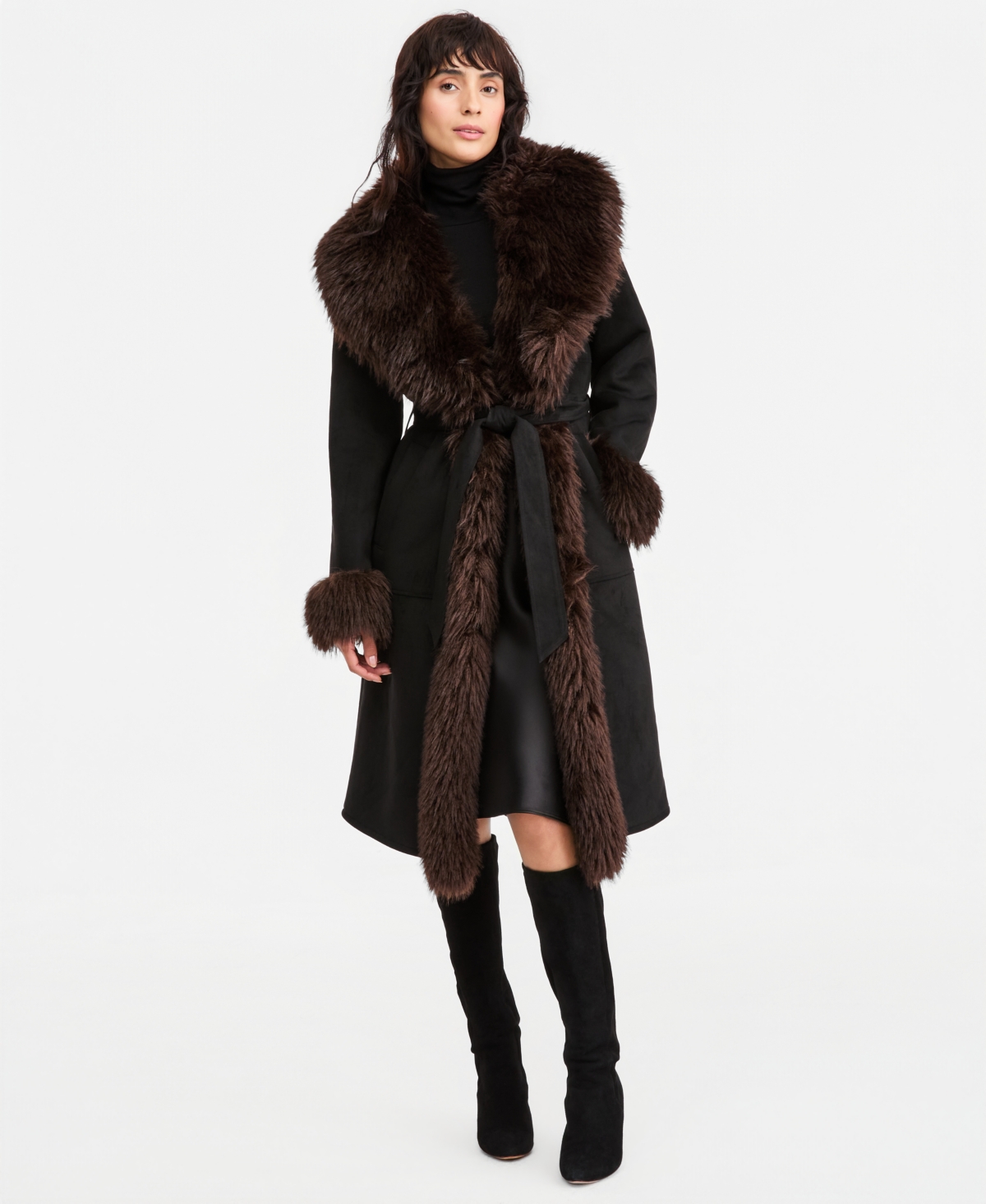 Click here for Avec Les Filles Womens Faux-Fur-Shawl-Collar Faux-... prices