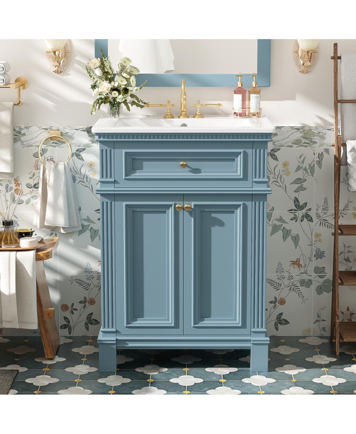 Click here for Sillysis 24 Inch Vintage Blue Bathroom Vanity with... prices