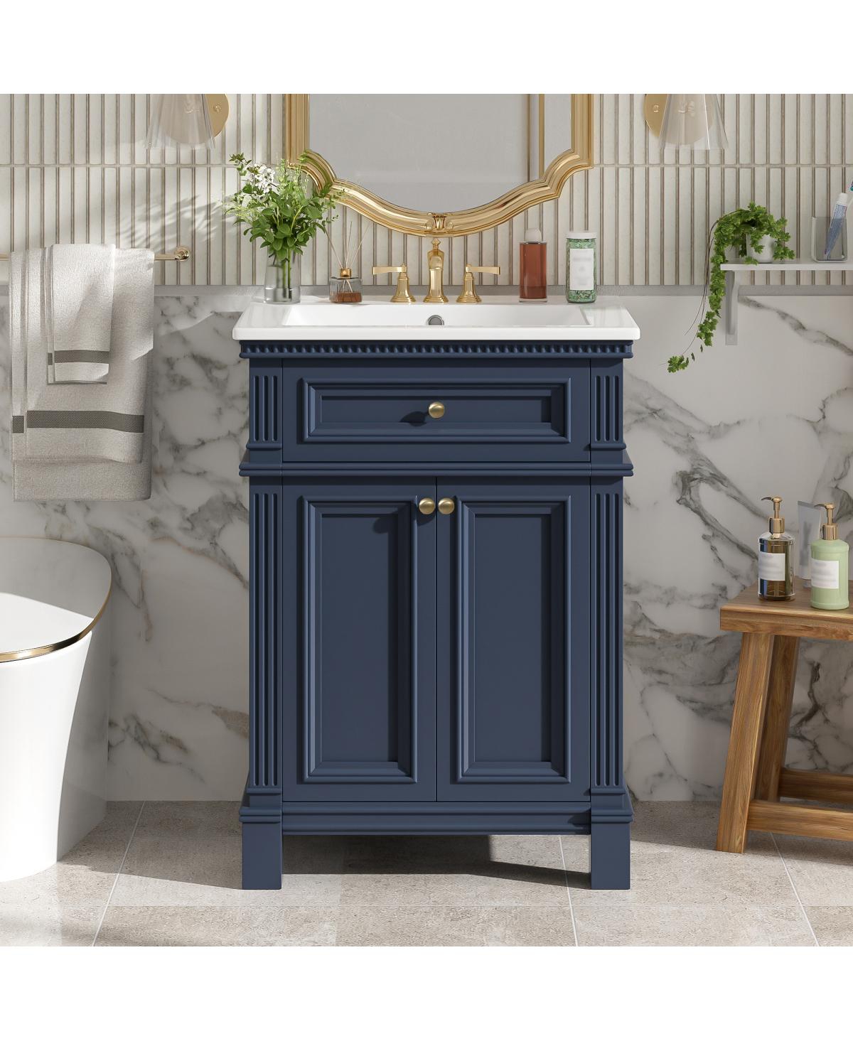 Click here for Sillysis 24 Inch Vintage Blue Bathroom Vanity with... prices