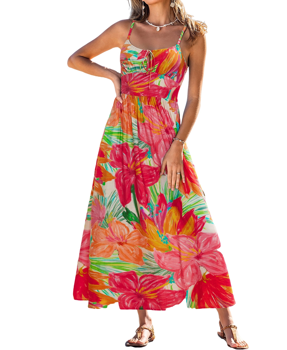 Click here for Cupshe Womens Wild Hibiscus Floral Maxi Beach Dres... prices