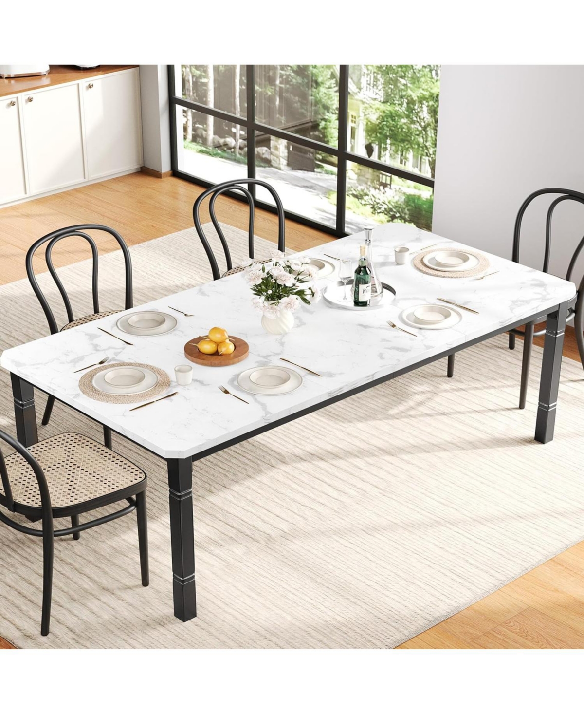 Click here for gaomon 79 Industrial Dining Table with Chamfer Cor... prices