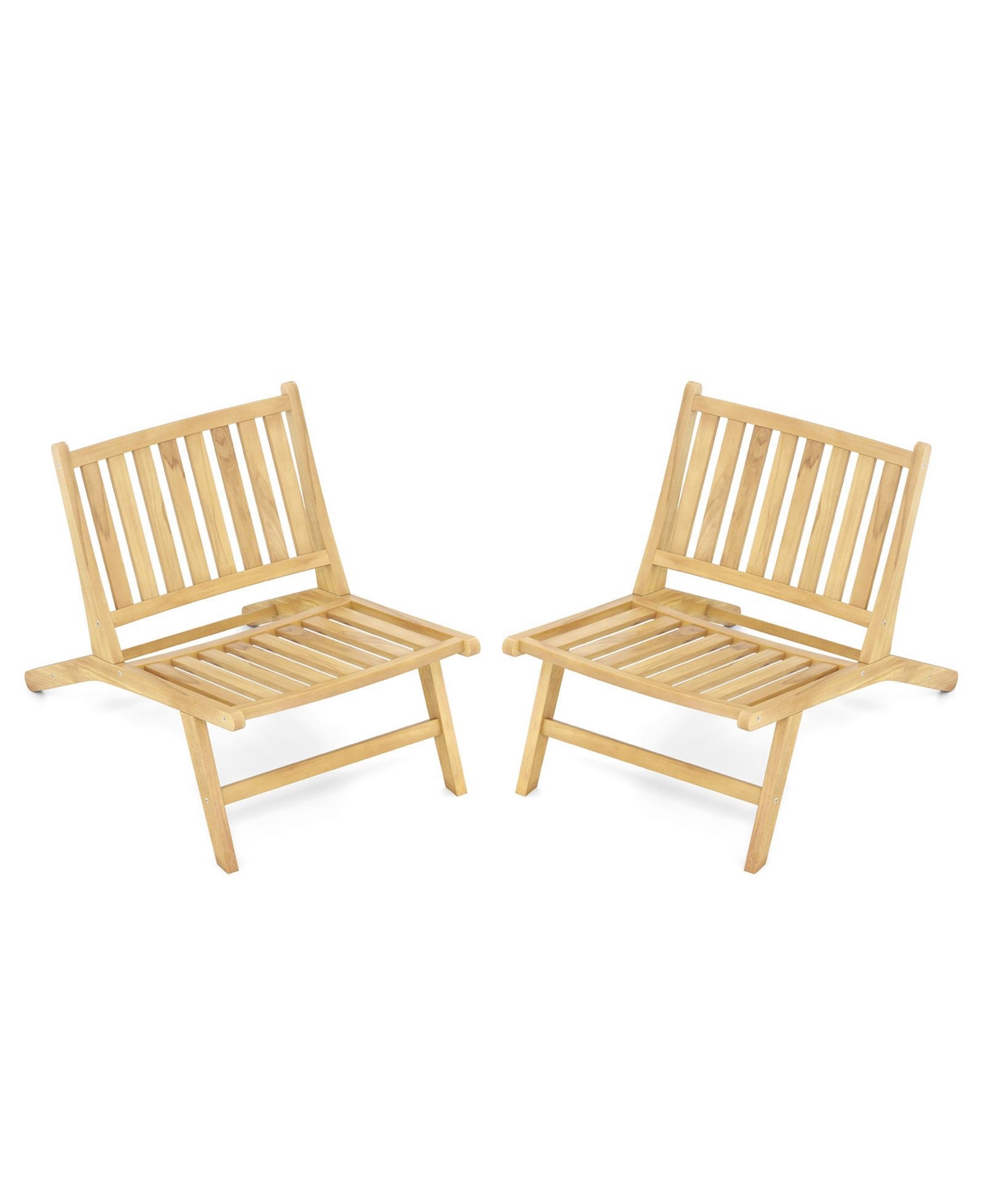 Click here for Gymax 2PCS Teak Wood Outdoor Reclining Chair Natur... prices