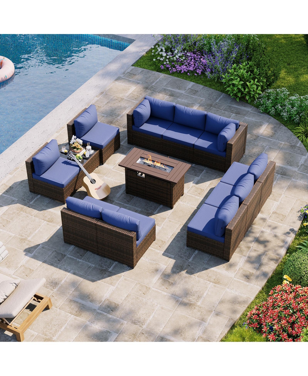 Click here for Aoxun 12-Piece Outdoor Brown Wicker Patio Conversa... prices