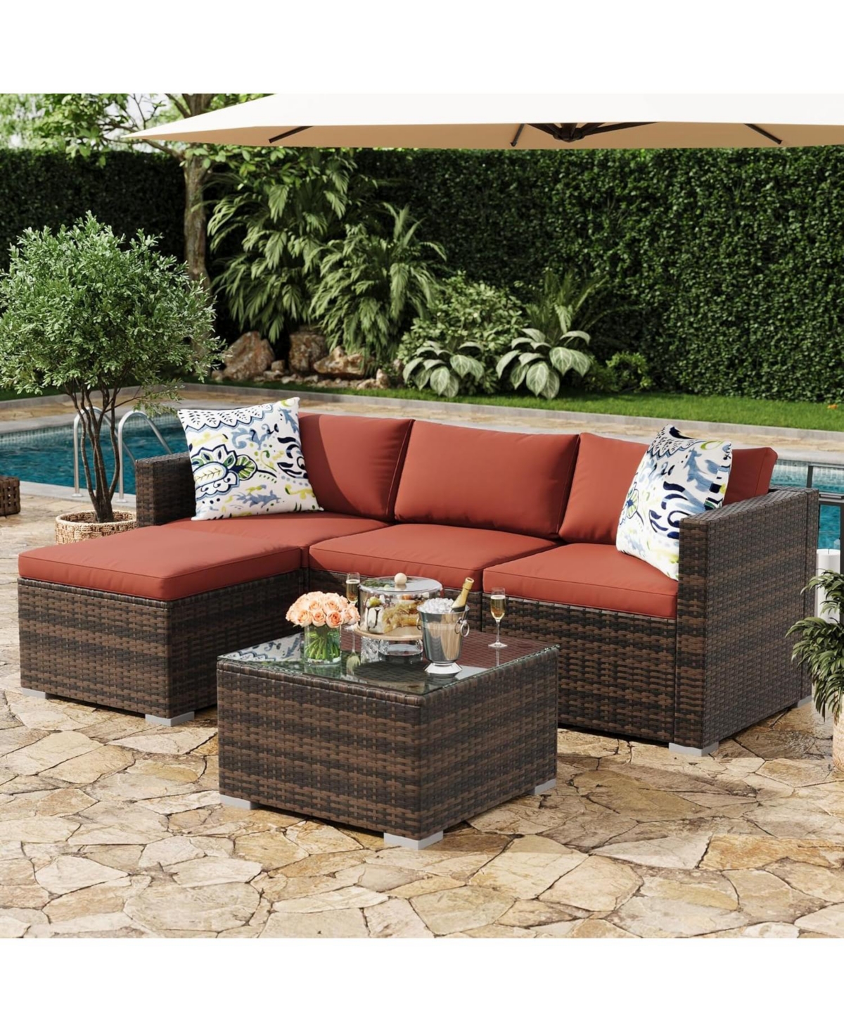 Click here for GarveeLife 5 Piece Outdoor Convertible Sectional S... prices