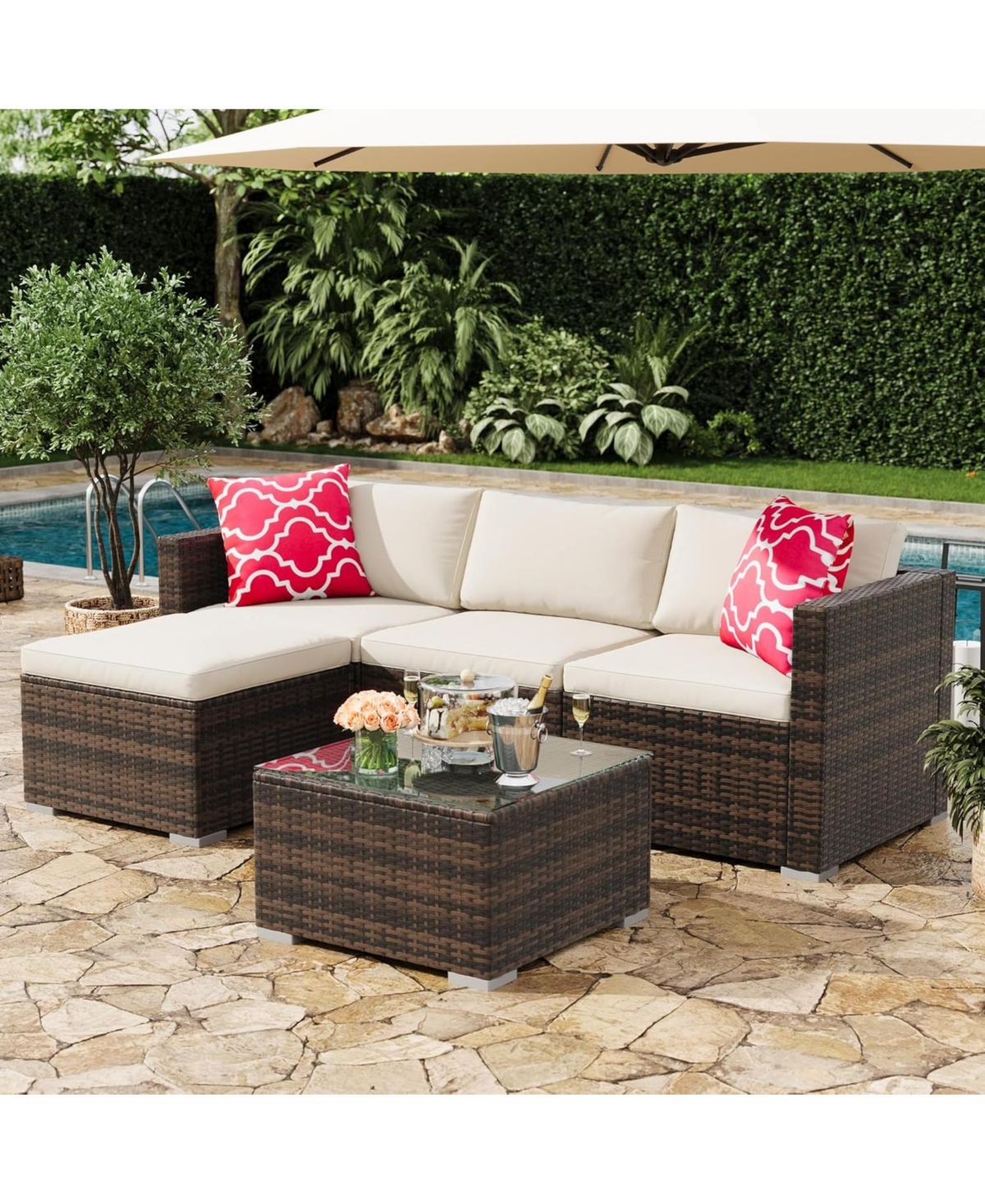 Click here for GarveeLife 5 Piece Outdoor Convertible Sectional S... prices