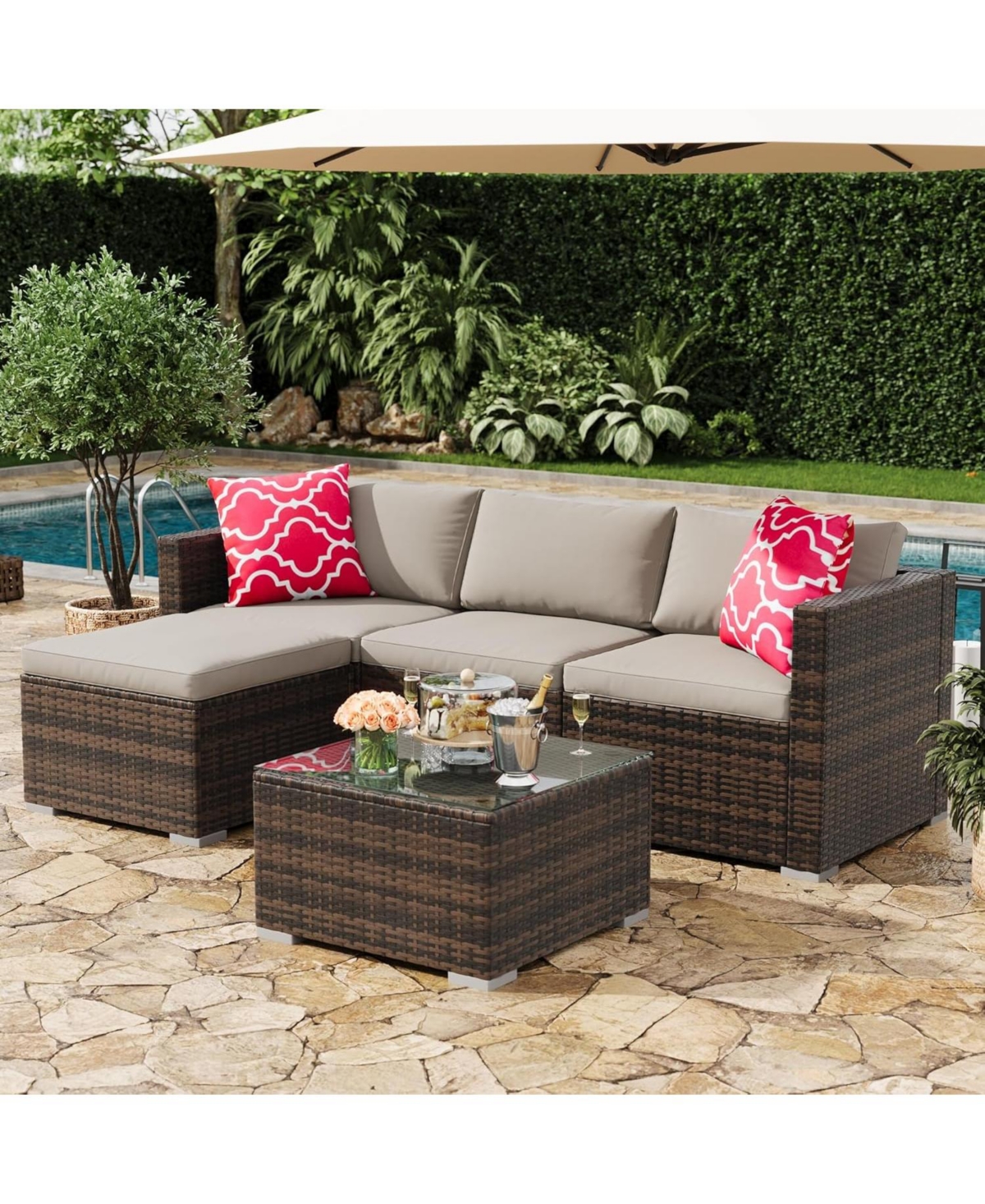 Click here for GarveeLife 5 Piece Outdoor Convertible Sectional S... prices