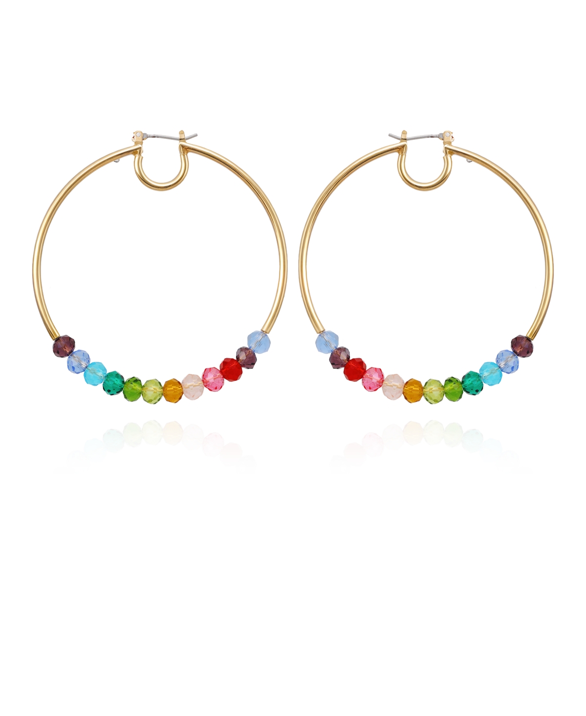 Click here for Guess Multi-Colored Beaded Hoop Earrings - Gold prices