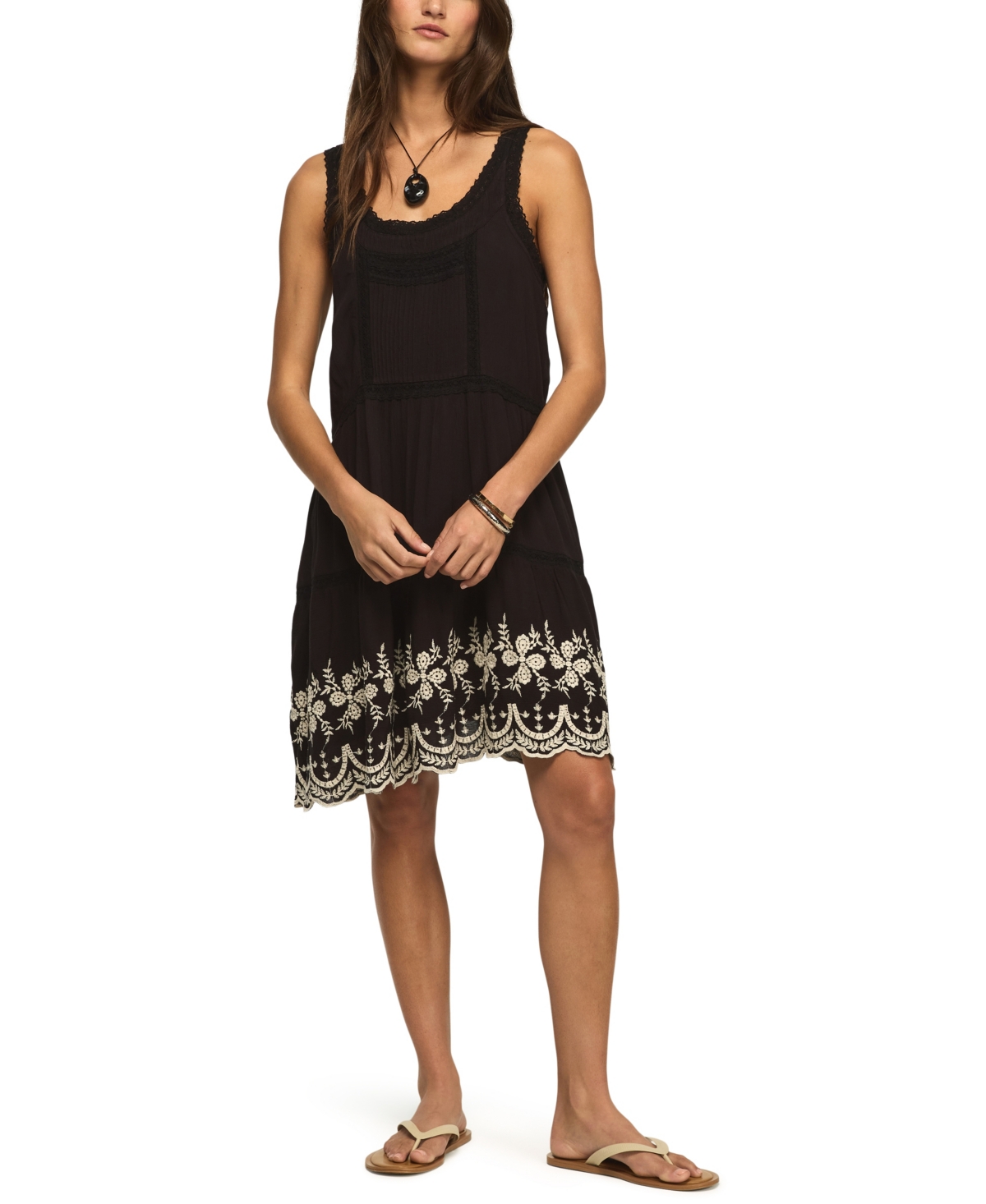 Click here for Lucky Brand Womens Easy Lace Trim Embroidered Slee... prices