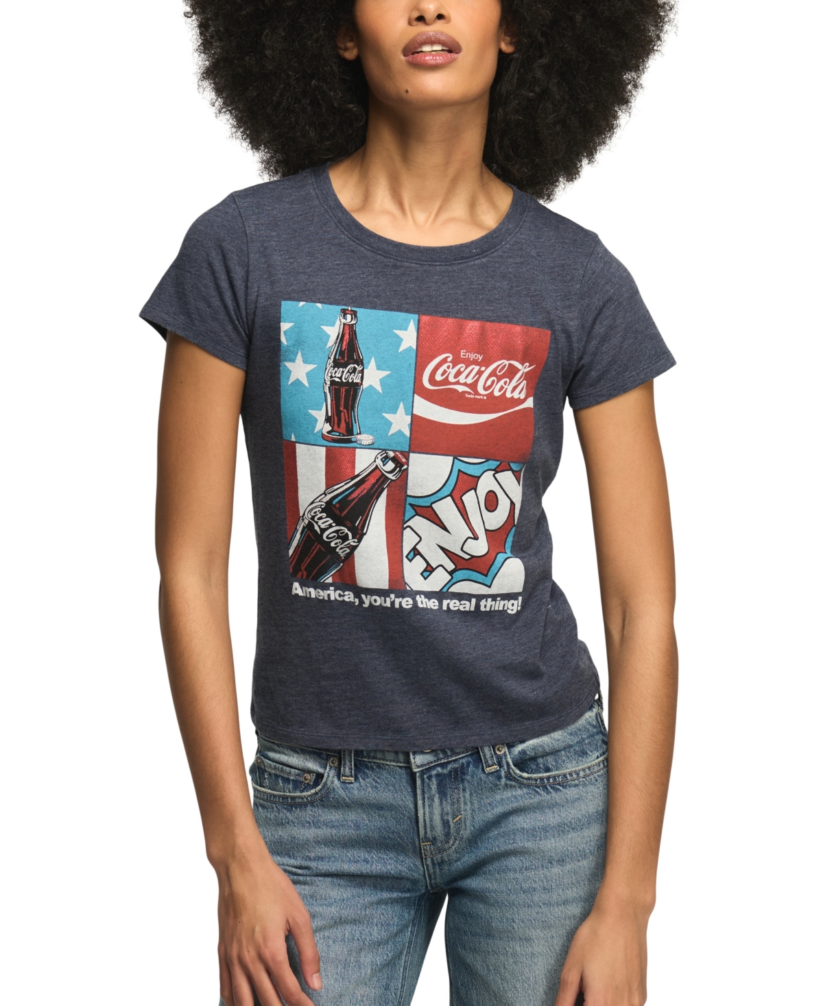 Click here for Lucky Brand Womens Coca Cola Americana Grid Crewne... prices