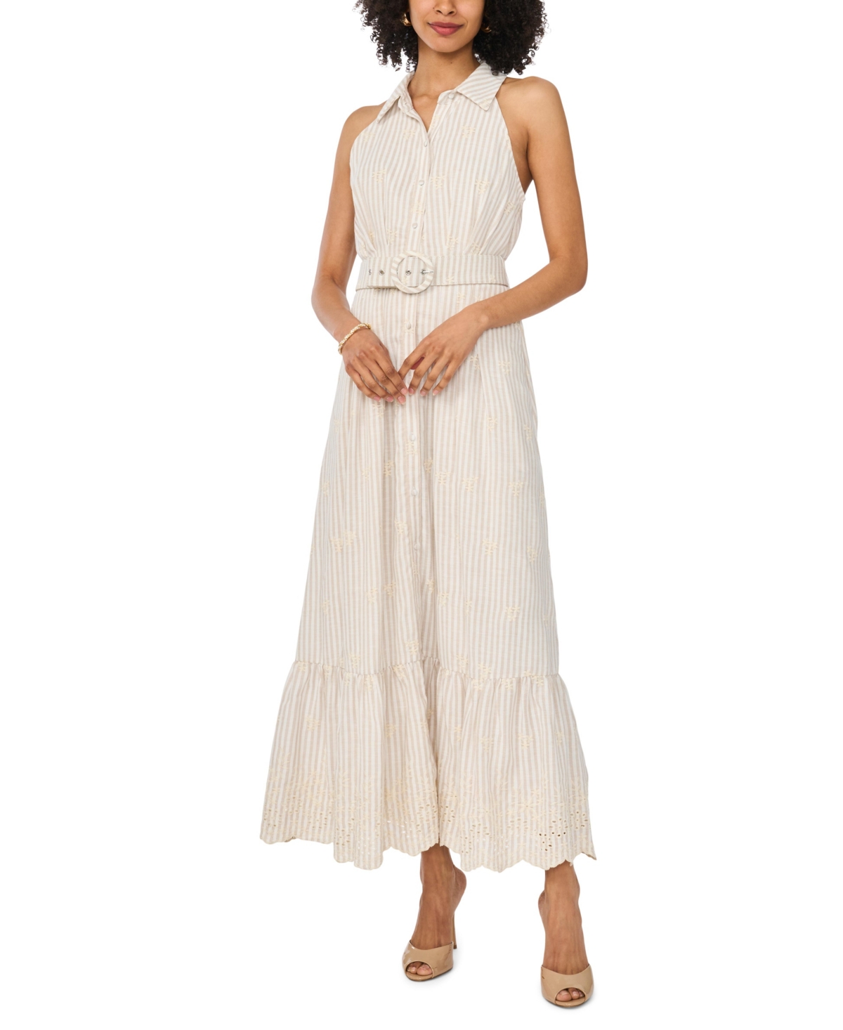 Click here for Vince Camuto Womens Collared V-Neck Maxi Dress - B... prices