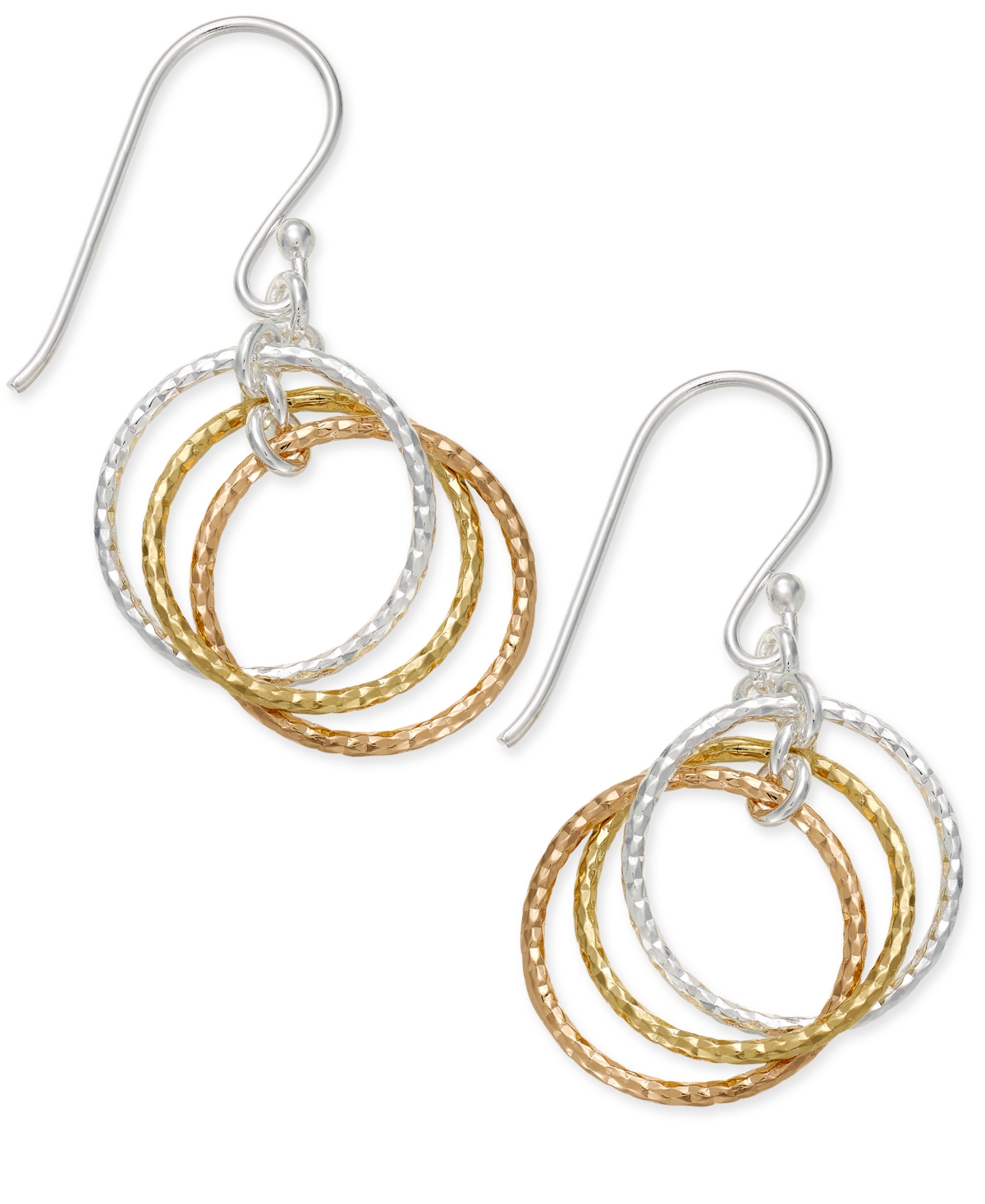 Click here for Giani Bernini Tri-Tone Interlocking Circle Drop Ea... prices