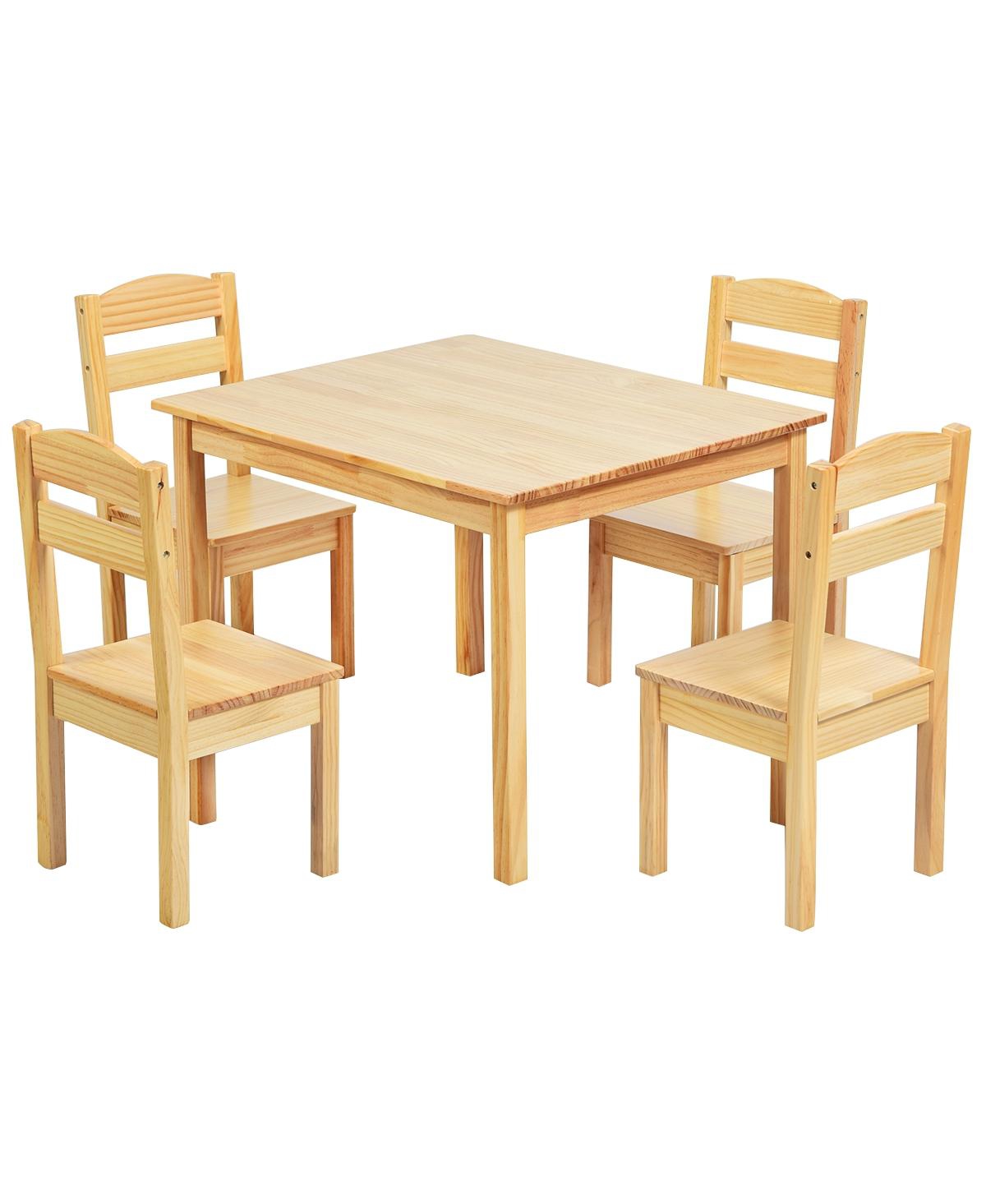 Click here for Gouun 5 pcs Kids Pine Wood Table Chair Set - Natur... prices
