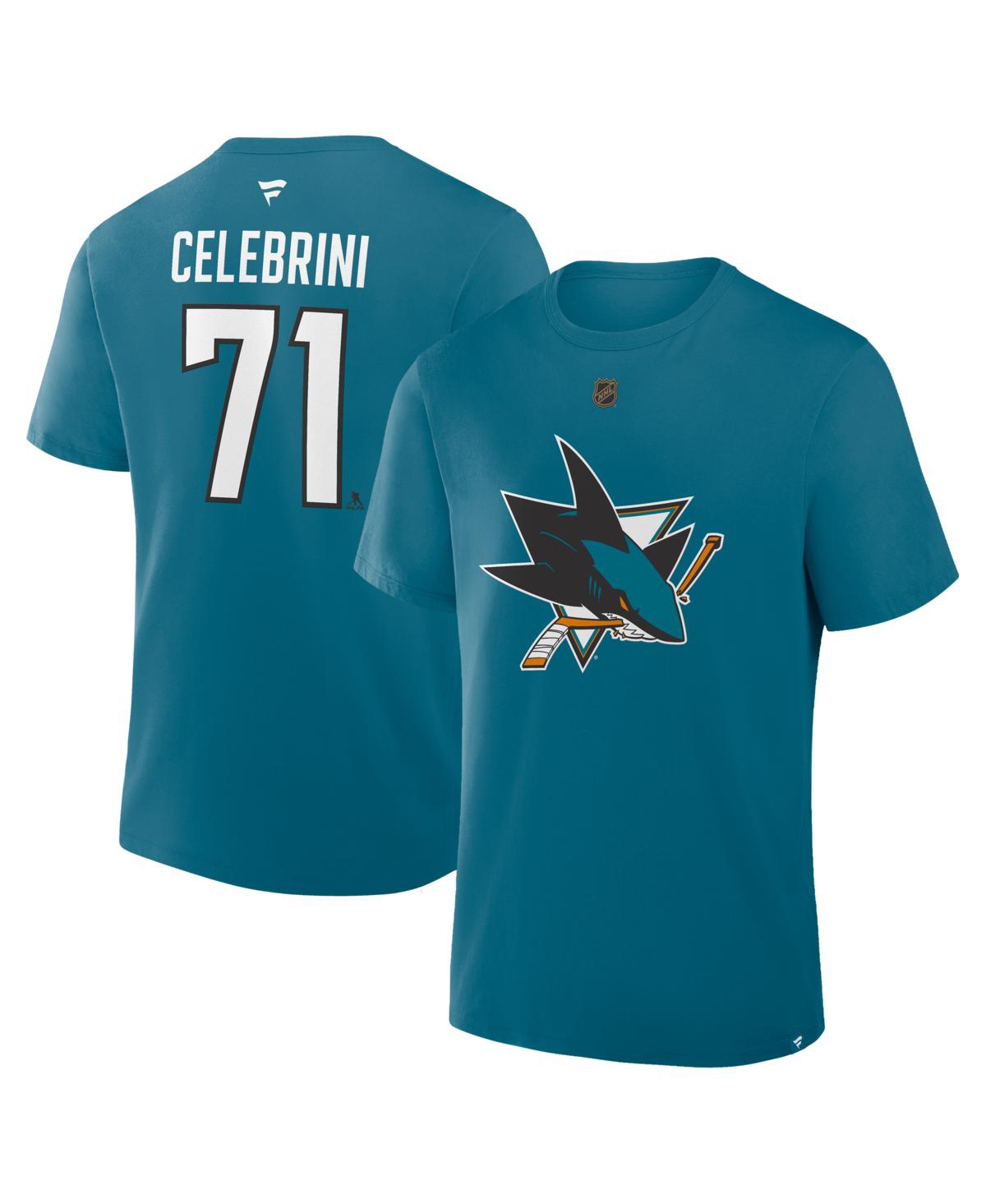 Click here for Fanatics Mens Macklin Celebrini Teal San Jose Shar... prices