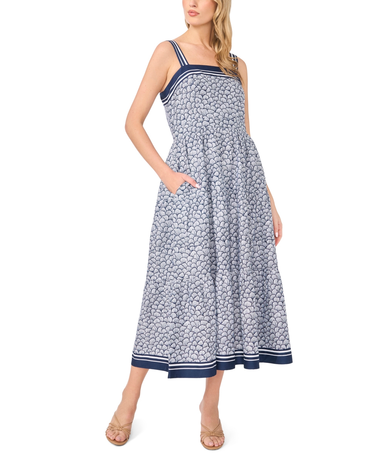 Click here for CeCe Womens Sleeveless Square Neck Tiered Midi Dre... prices