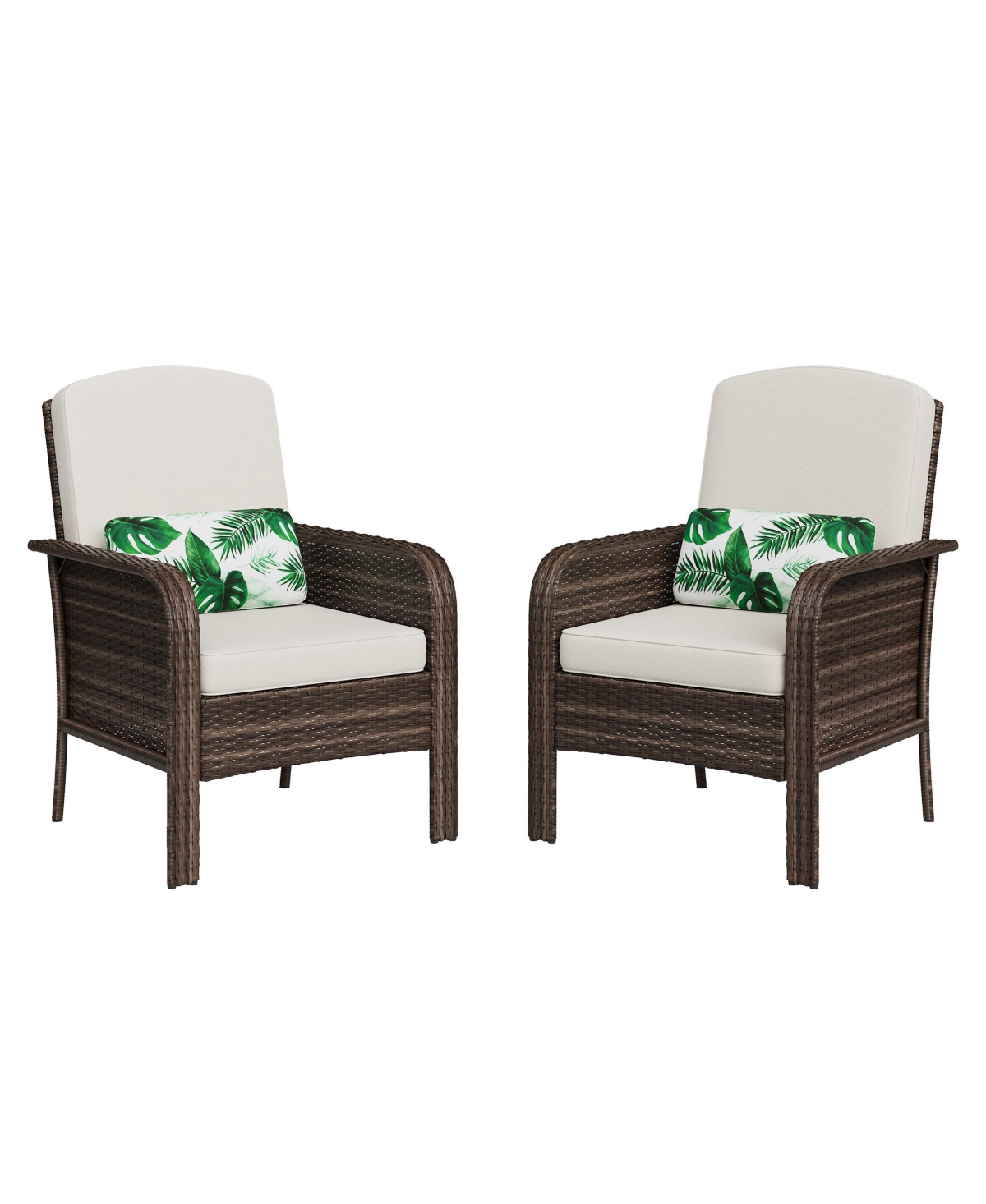 Click here for GarveeLife Set of 2 Outdoor Wicker Patio Chairs wi... prices