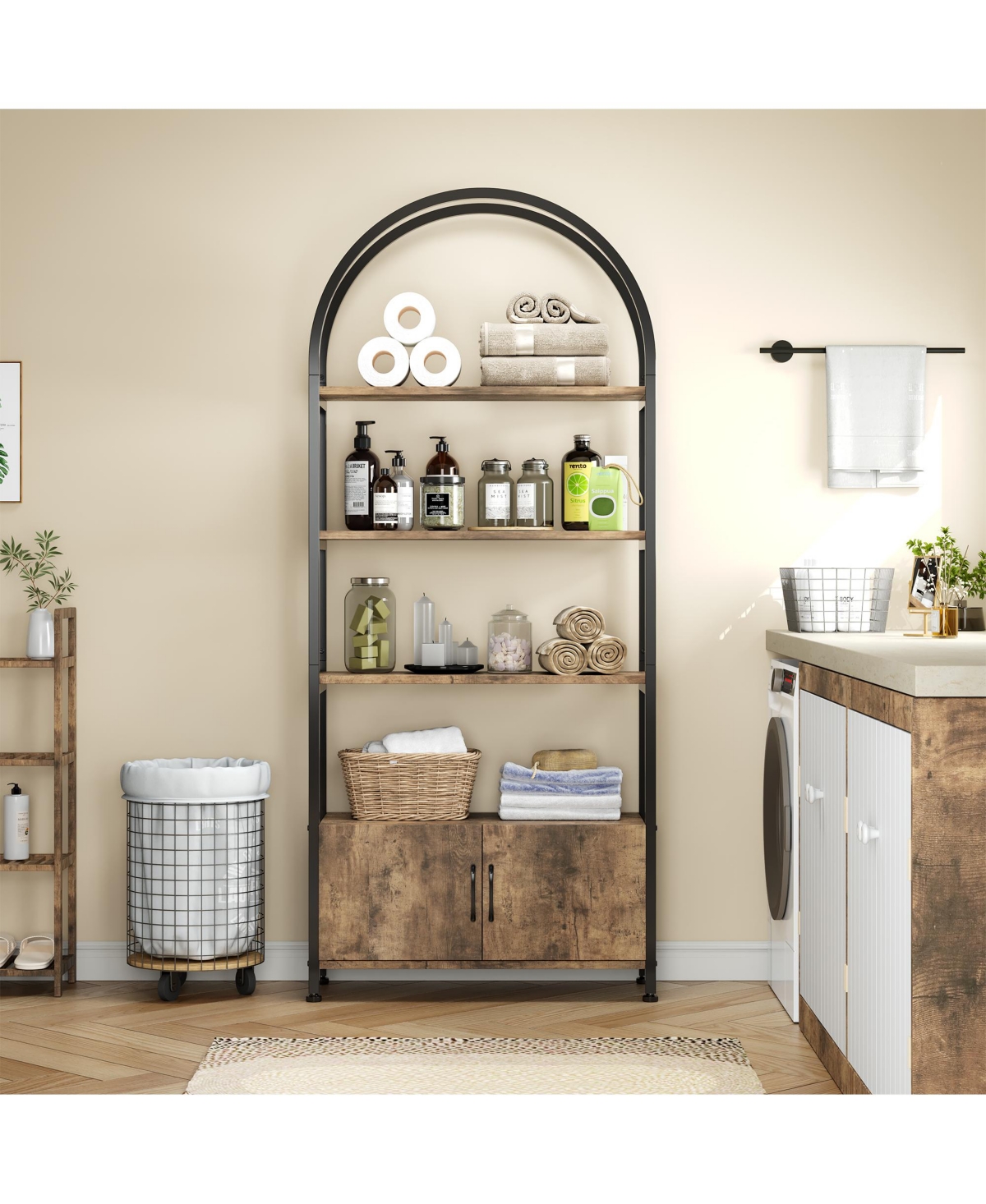 Click here for gaomon Arched Bookshelf with Doors  71.5 Tall 4-Ti... prices