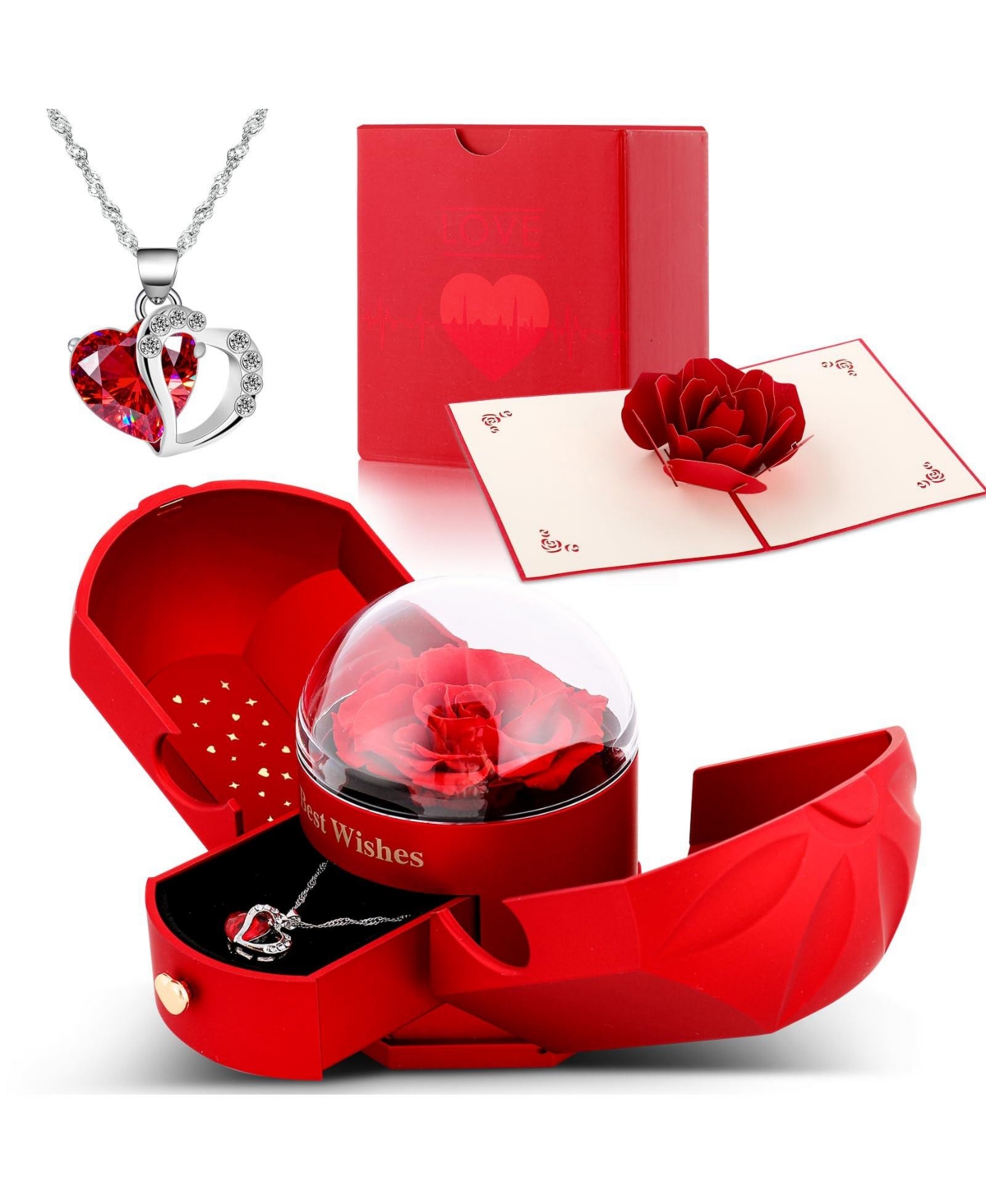 Click here for Gnuadz Preserved Rose Heart Necklace Mom Gift Moth... prices