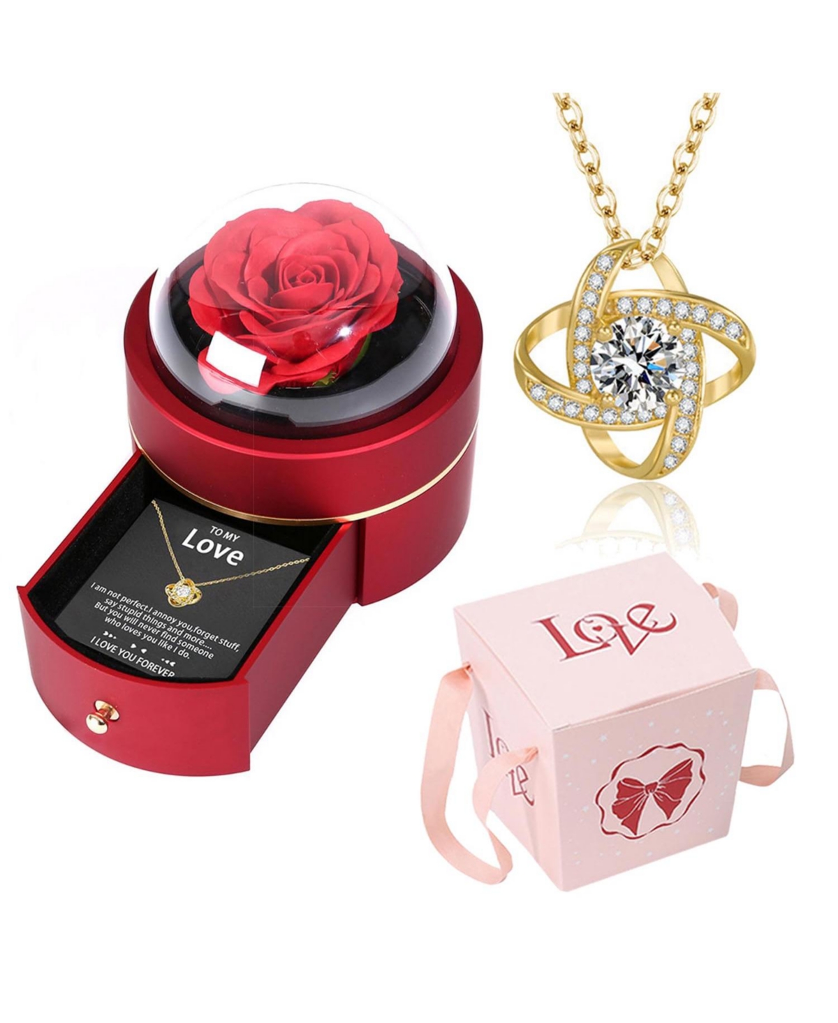 Click here for Gnuadz Preserved Rose Box Four Leaf Necklace Gift... prices