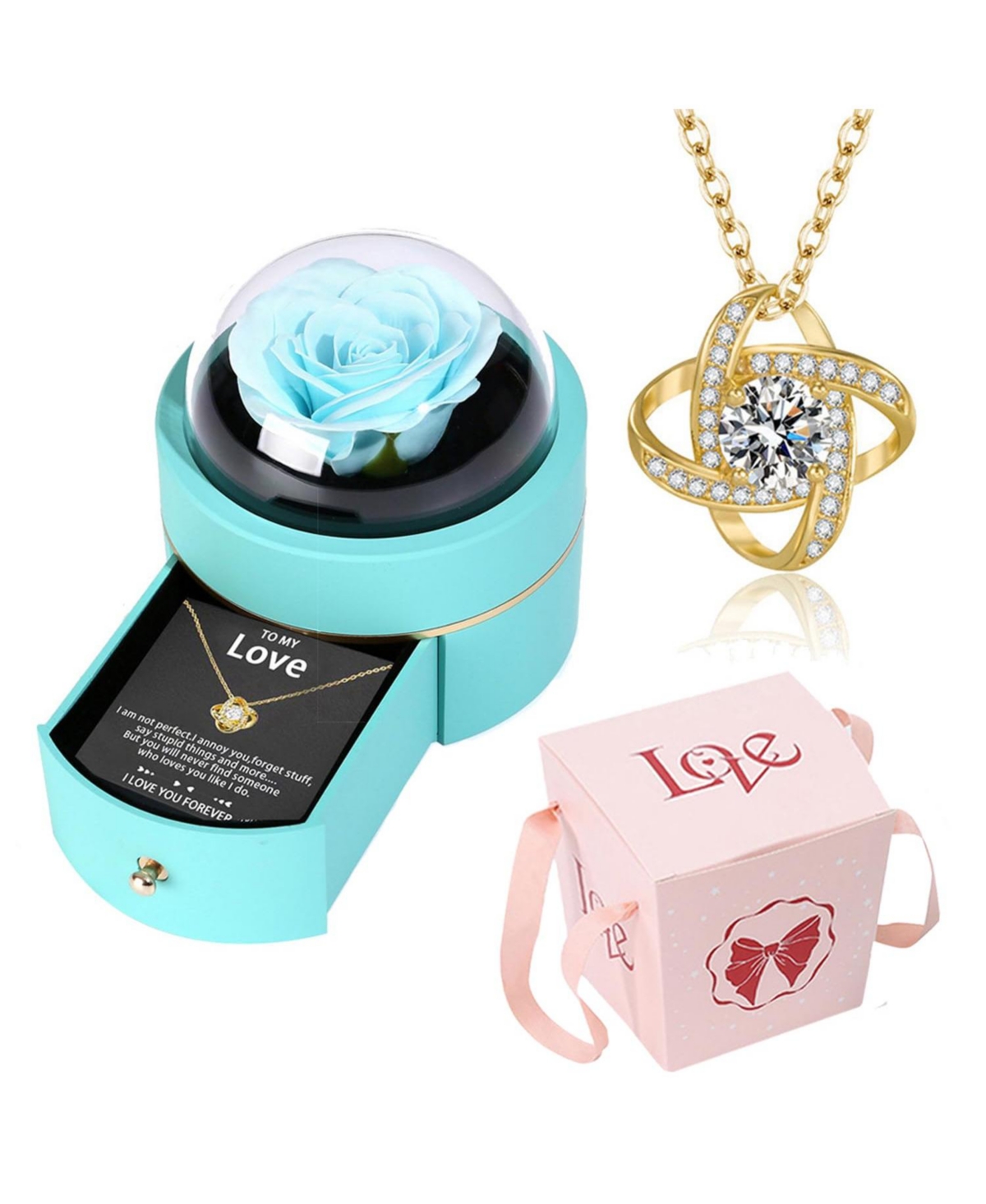 Click here for Gnuadz Preserved Rose Box Four Leaf Necklace Gift... prices