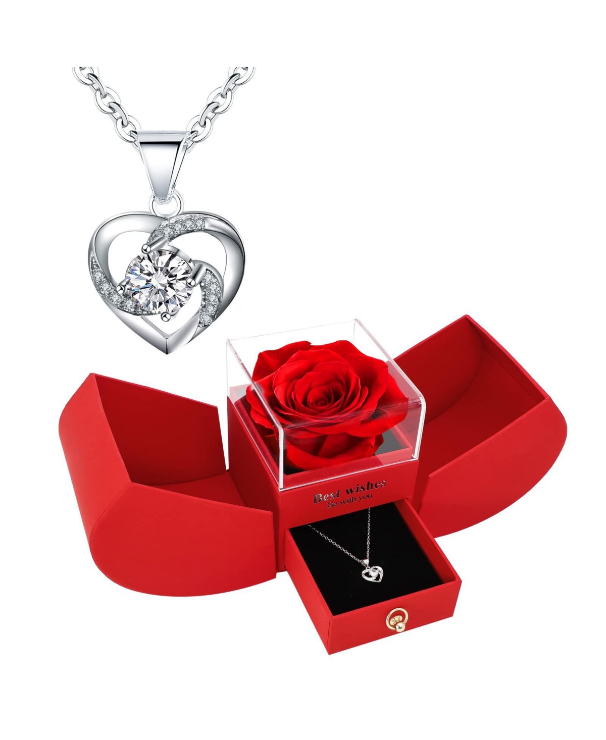 Click here for Gnuadz Valentine Rose Necklace Gift For Her Eterna... prices