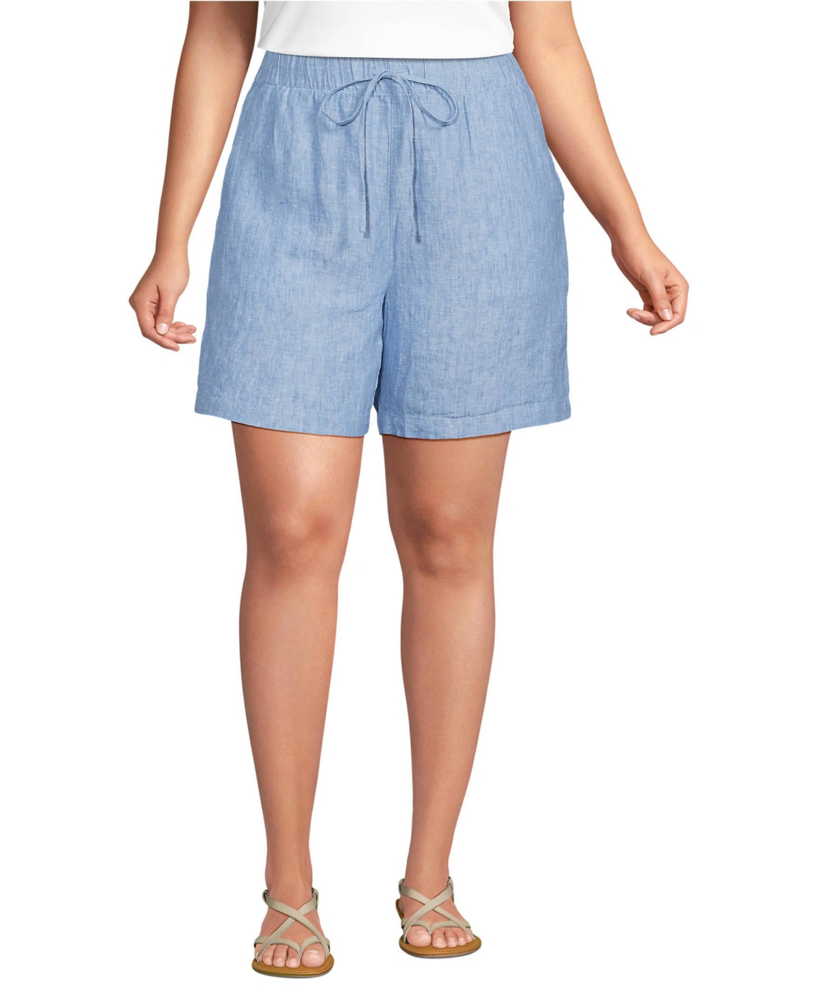 Click here for Lands End Womens Plus Size Linen High Rise Pull On... prices