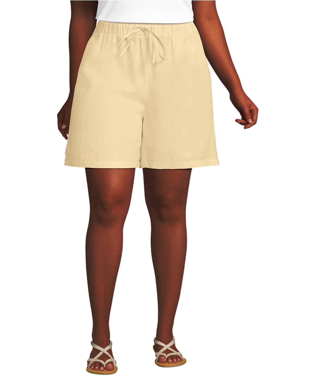 Click here for Lands End Womens Plus Size Linen High Rise Pull On... prices