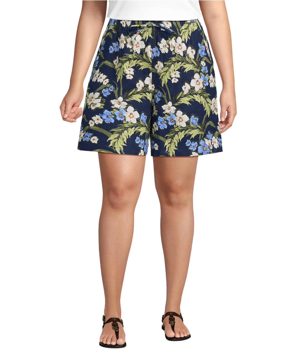Click here for Lands End Womens Plus Size Linen High Rise Pull On... prices