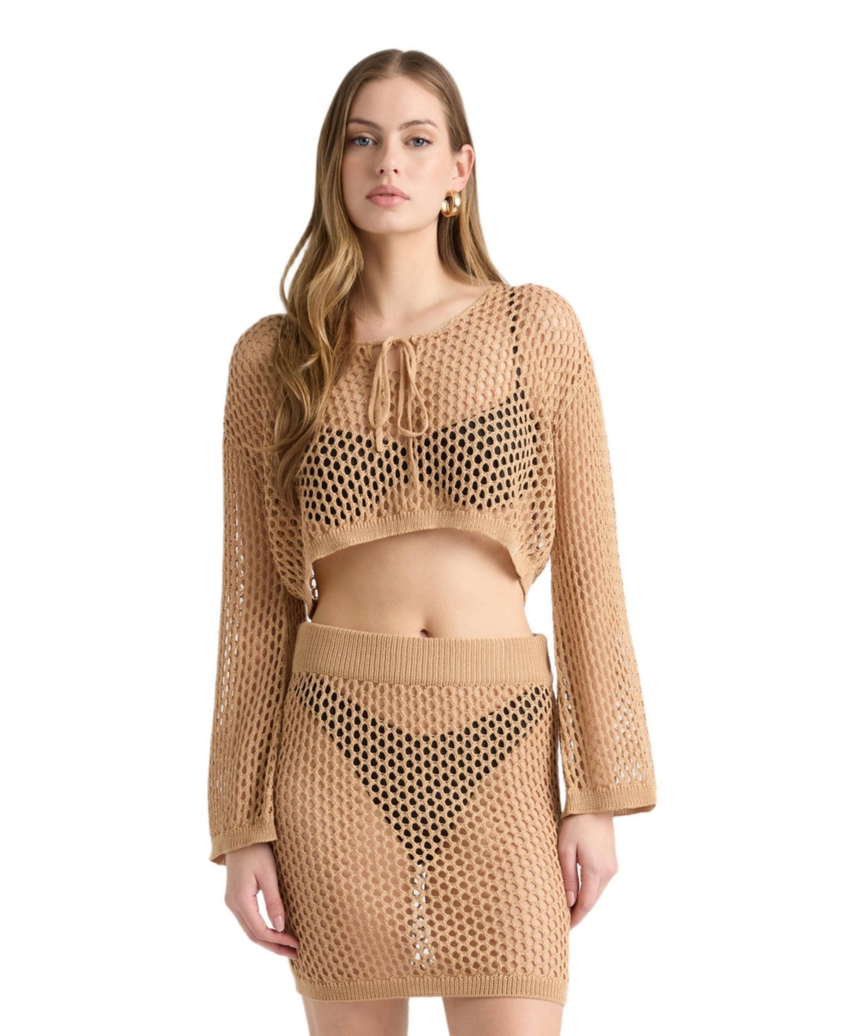 Click here for Nvlt Womens Crochet Swim Cover Up Top and Skirt Se... prices