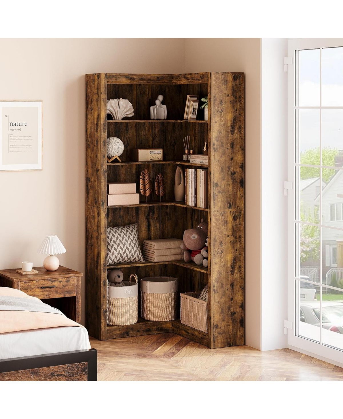 Click here for gaomon Five-tier corner bookshelf  large L-shaped... prices