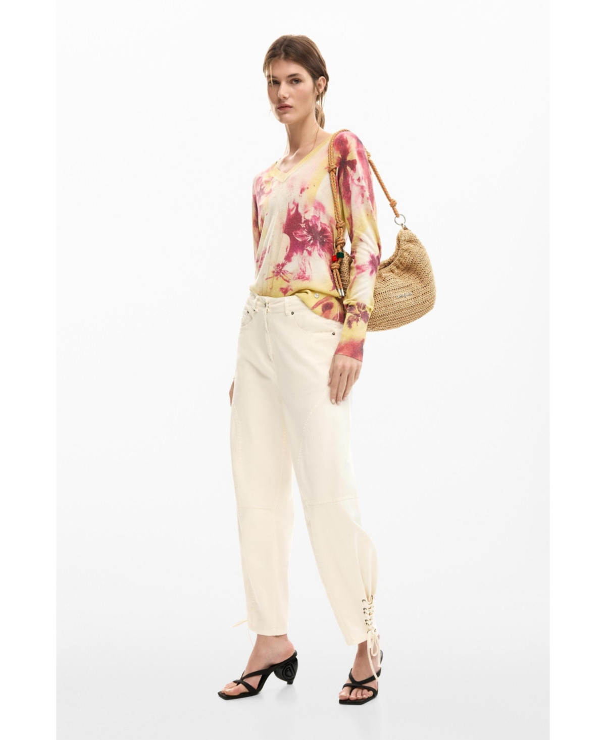 Click here for Desigual Womens Long Tie Trousers - Light beige prices